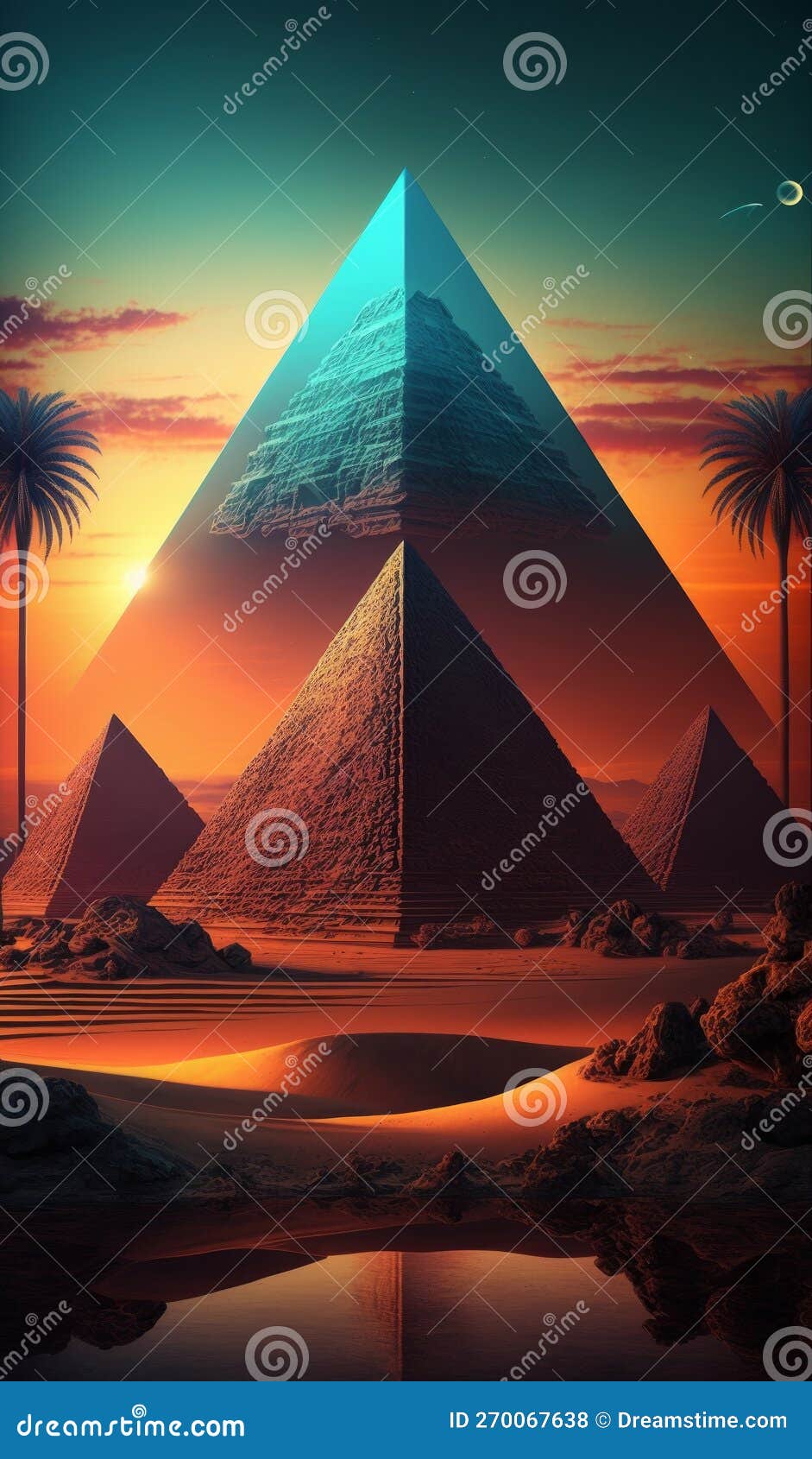 Pretty View of Pyramids in Egypt with Trees Generative AI Stock ...