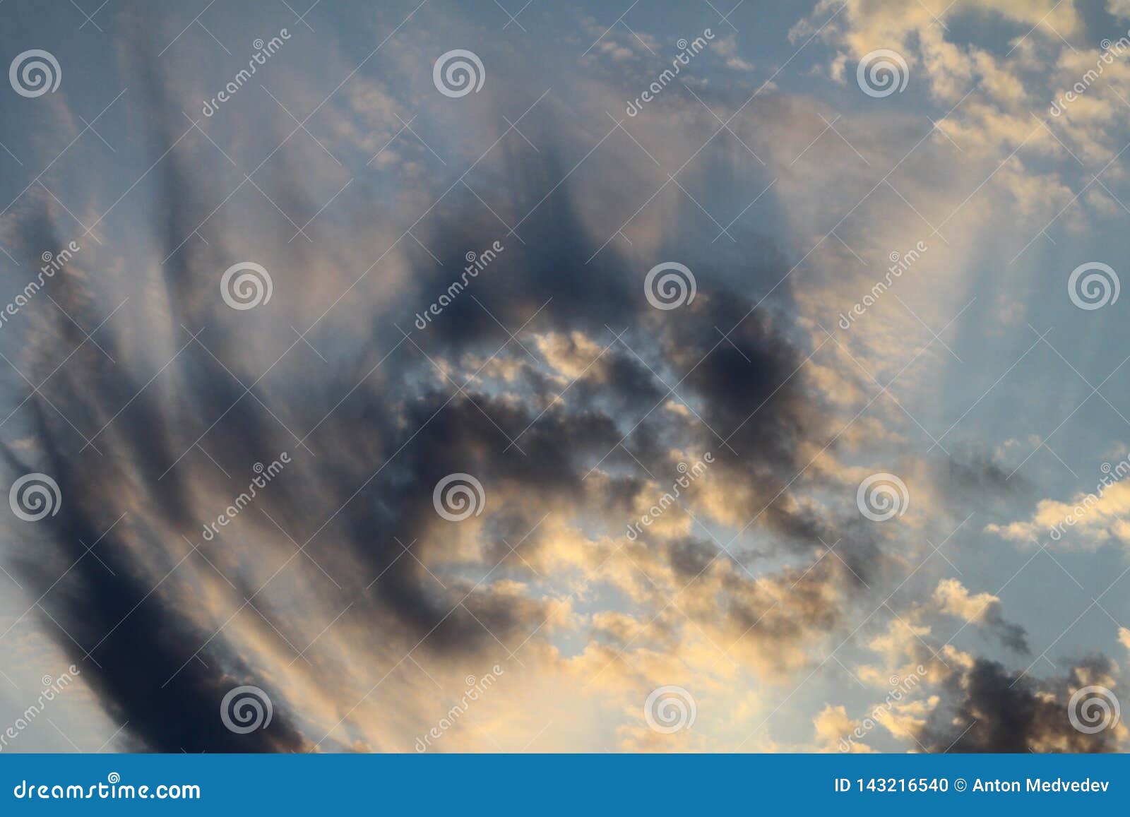 Amazing Vivid Sun Colored Clouds in the Sky for Using in Design As ...
