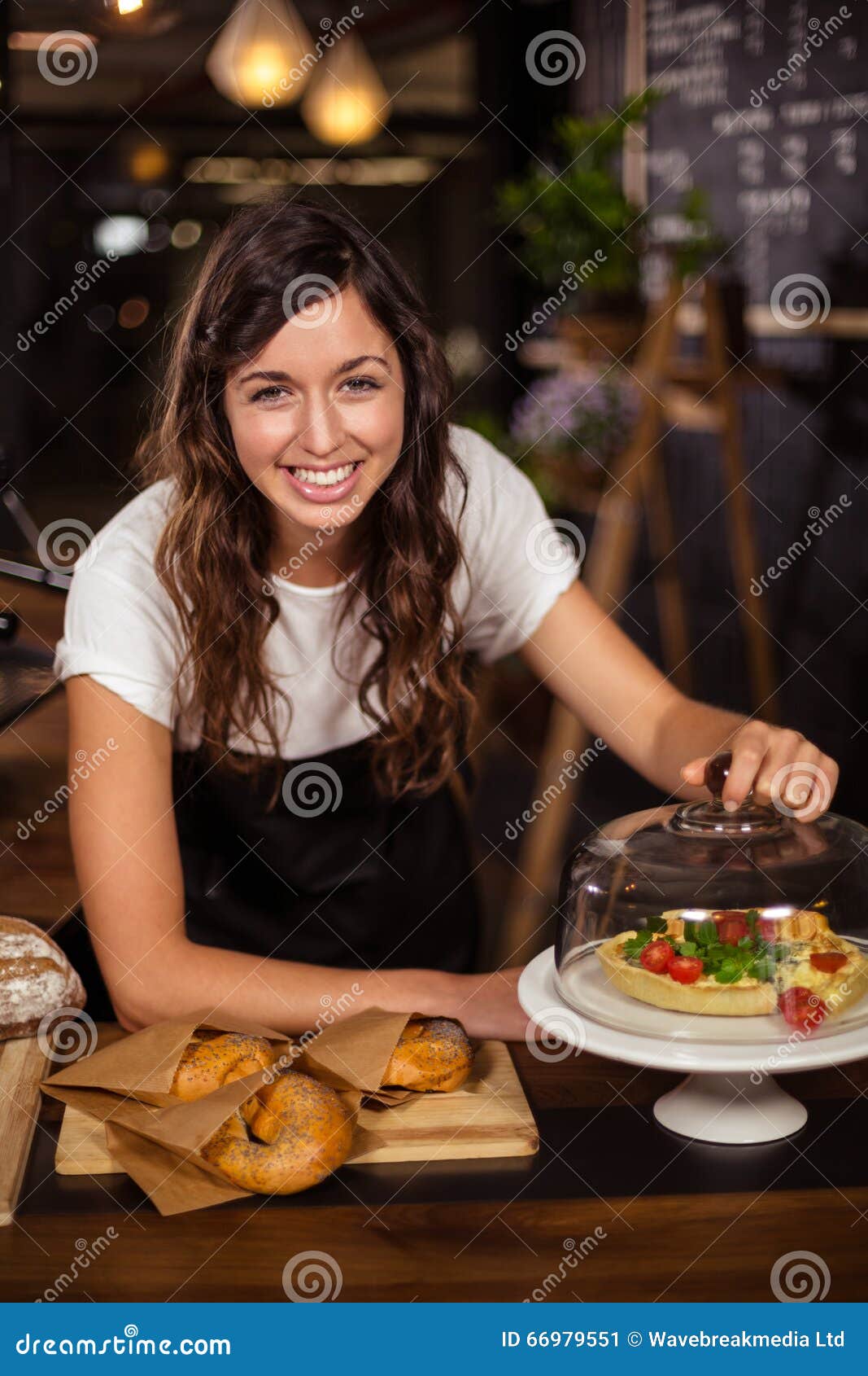 Pretty Waitress Behind the Counter Stock Image - Image of professional ...