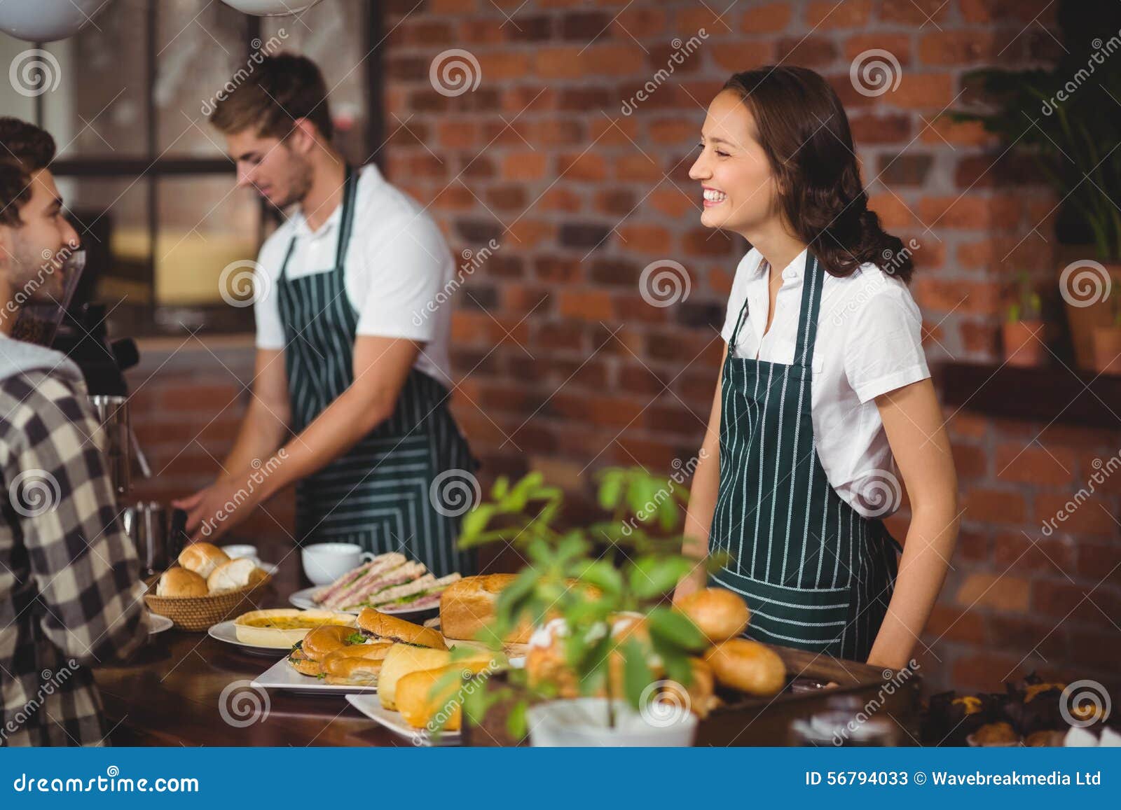 Pretty Waitress Talking with a Customer Stock Image - Image of drink ...