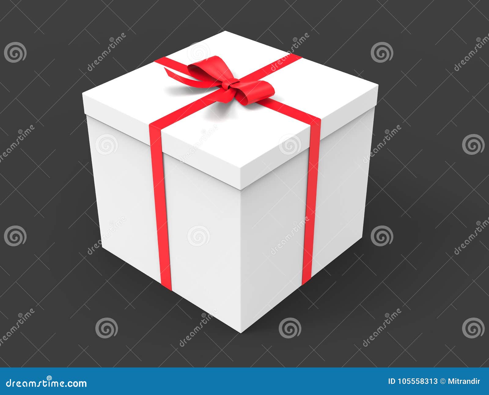 Pretty White Box with Red Bow - Holiday Gift Stock Illustration ...