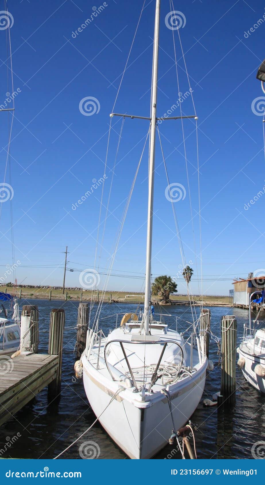 Pretty White Ship Docked on Seaside Stock Image - Image of wood, water ...