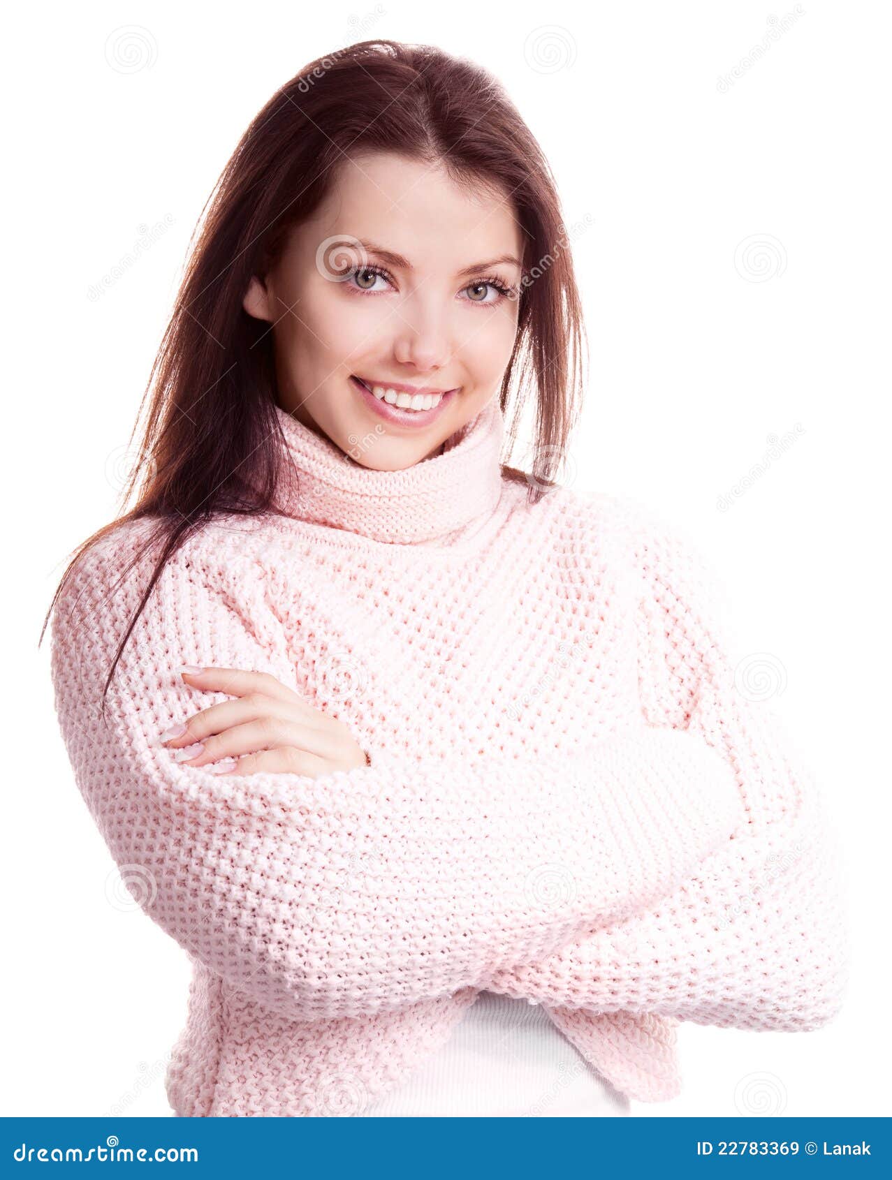 Pretty woman stock image. Image of knitted, pink, happy - 22783369