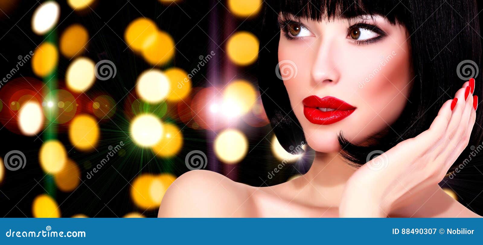 Pretty Woman Against an Abstract Background Stock Image - Image of ...