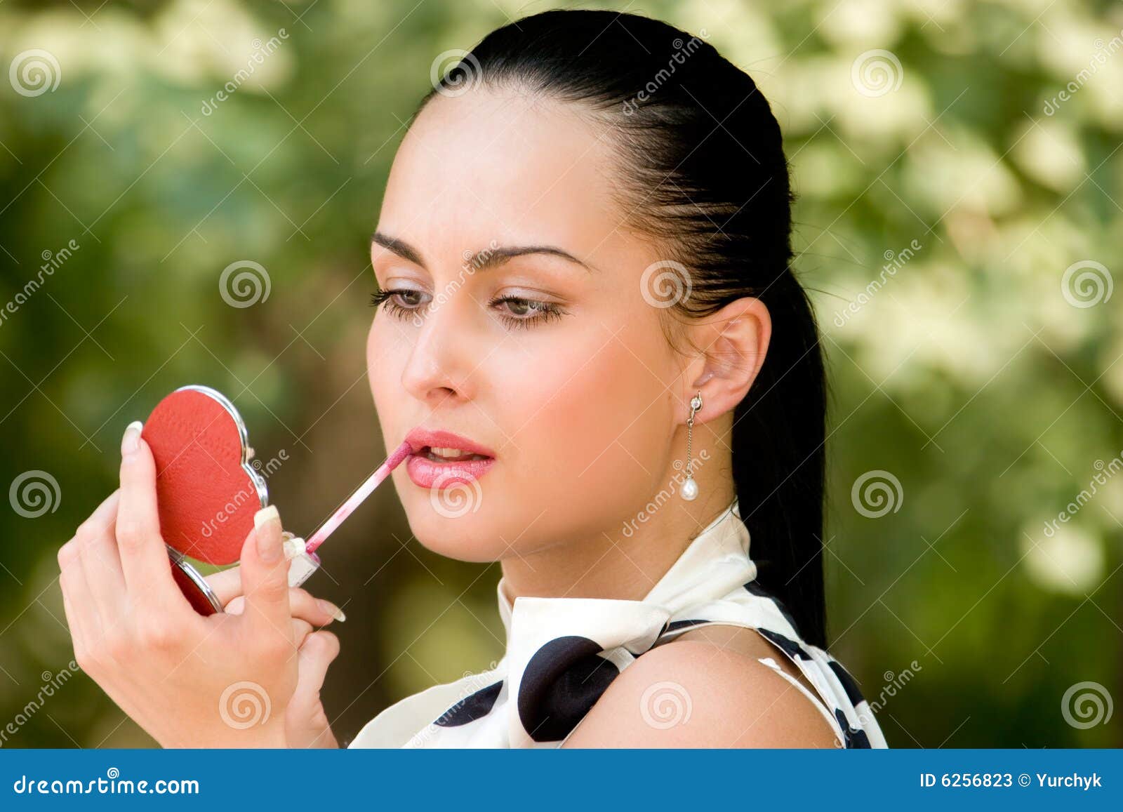 Pretty Woman Applying Cosmetics Stock Image - Image of feminine ...