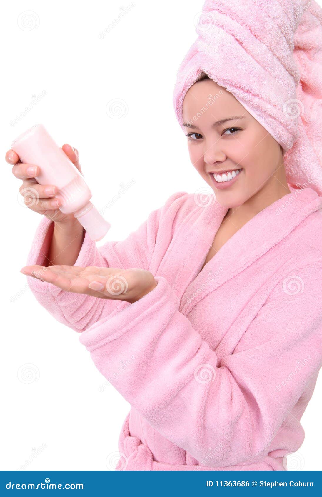 Pretty Woman Applying Lotion Stock Photo - Image of lotion, attractive ...
