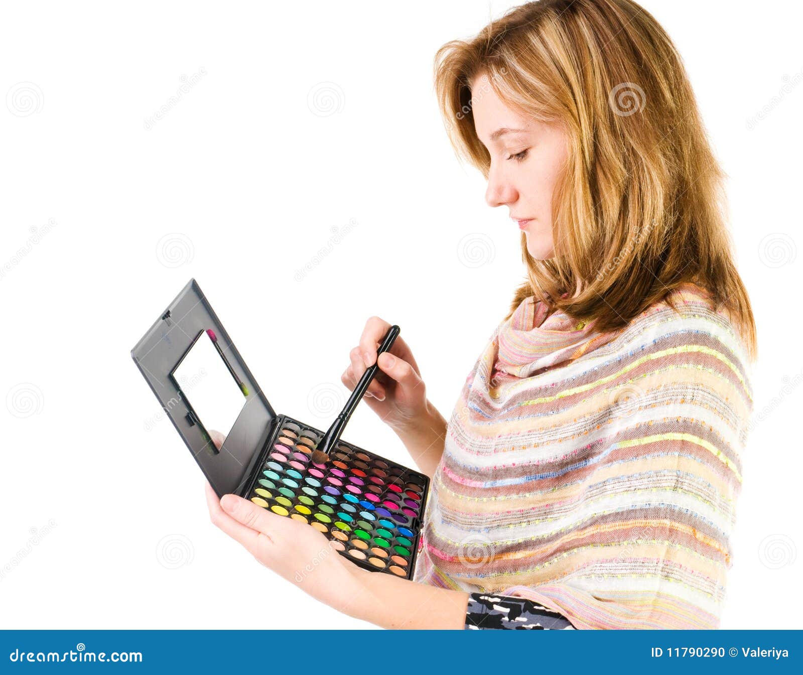 Pretty Woman Applying Make Up. Stock Photo - Image of facial, face ...