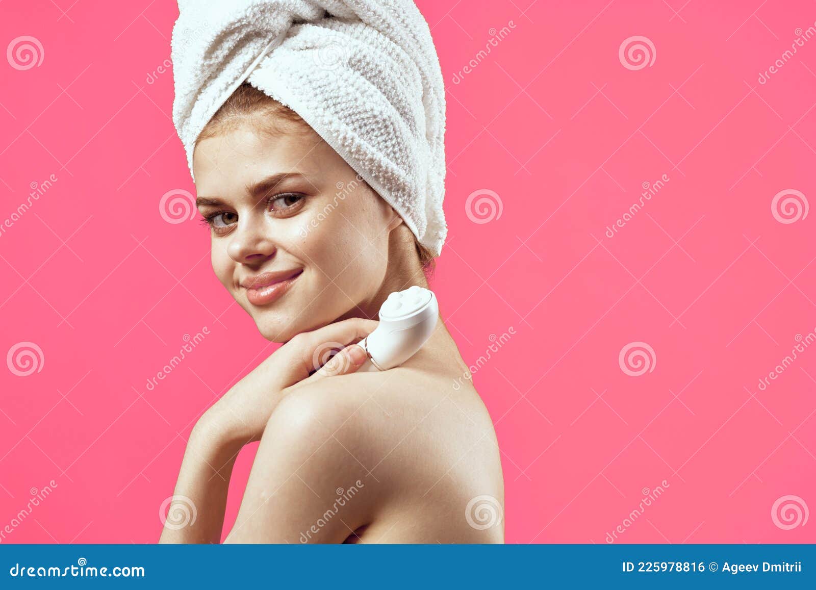 Pretty Woman With Bare Shoulders Clear Skin Dermatology Spa Treatments