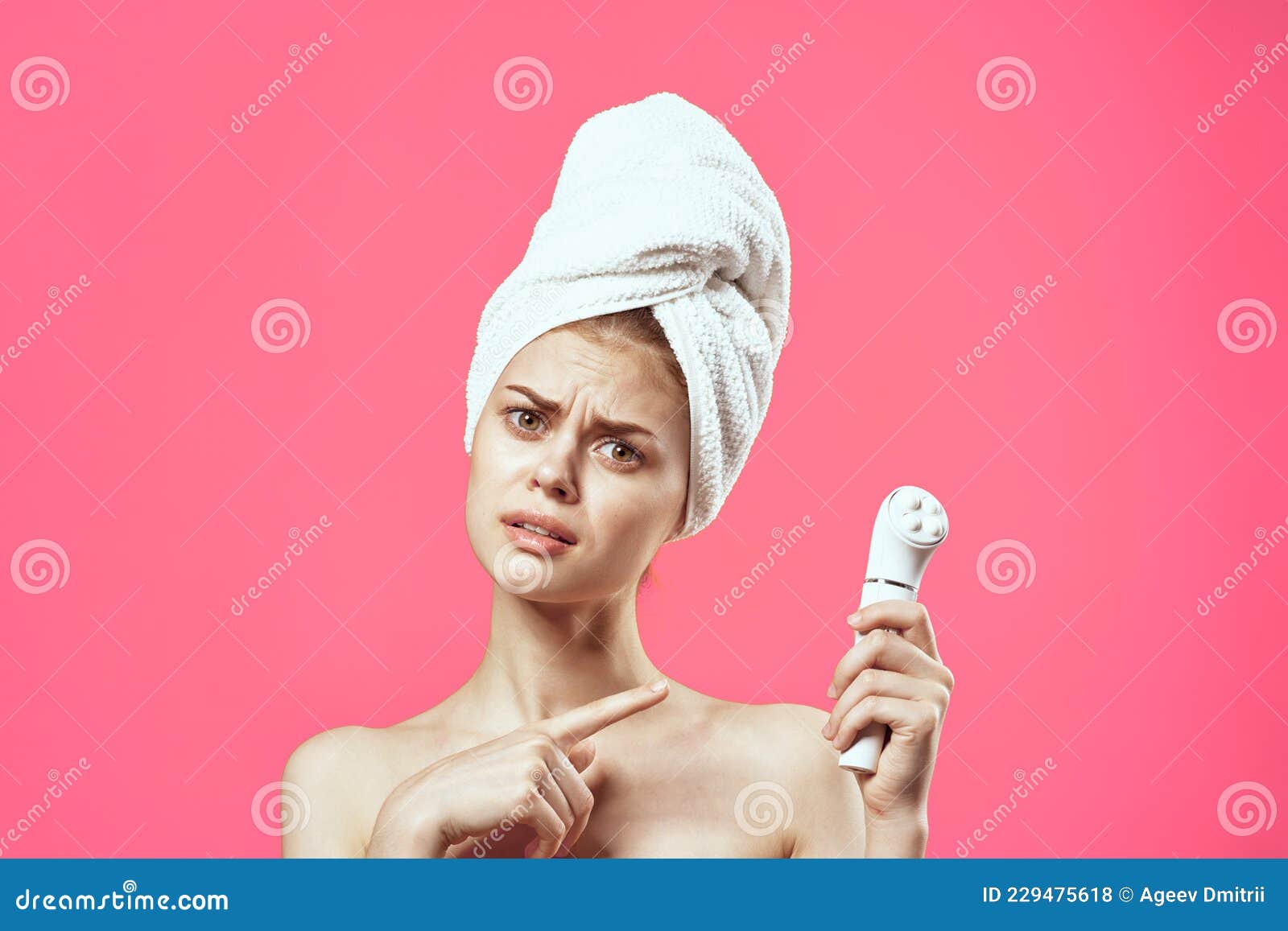 Pretty Woman With Bare Shoulders Clear Skin Dermatology Spa Treatments