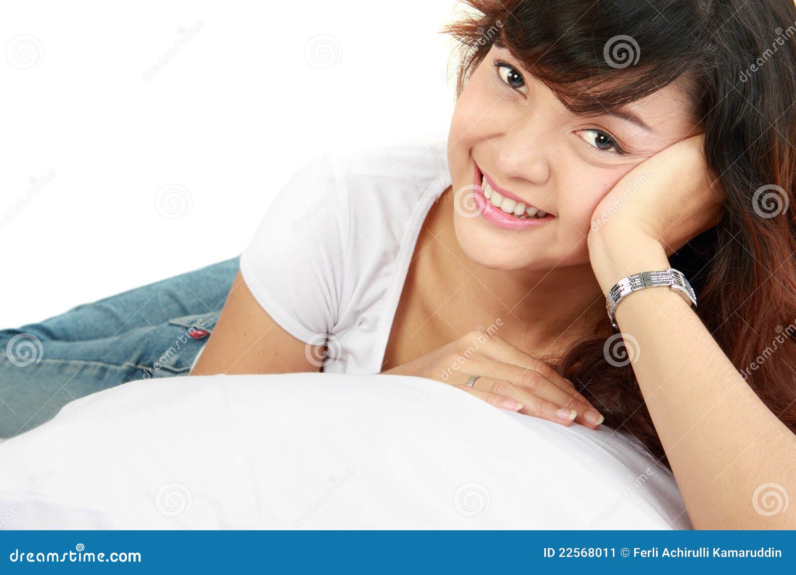 Pretty woman on the bed stock image. Image of lady, lifestyle - 22568011