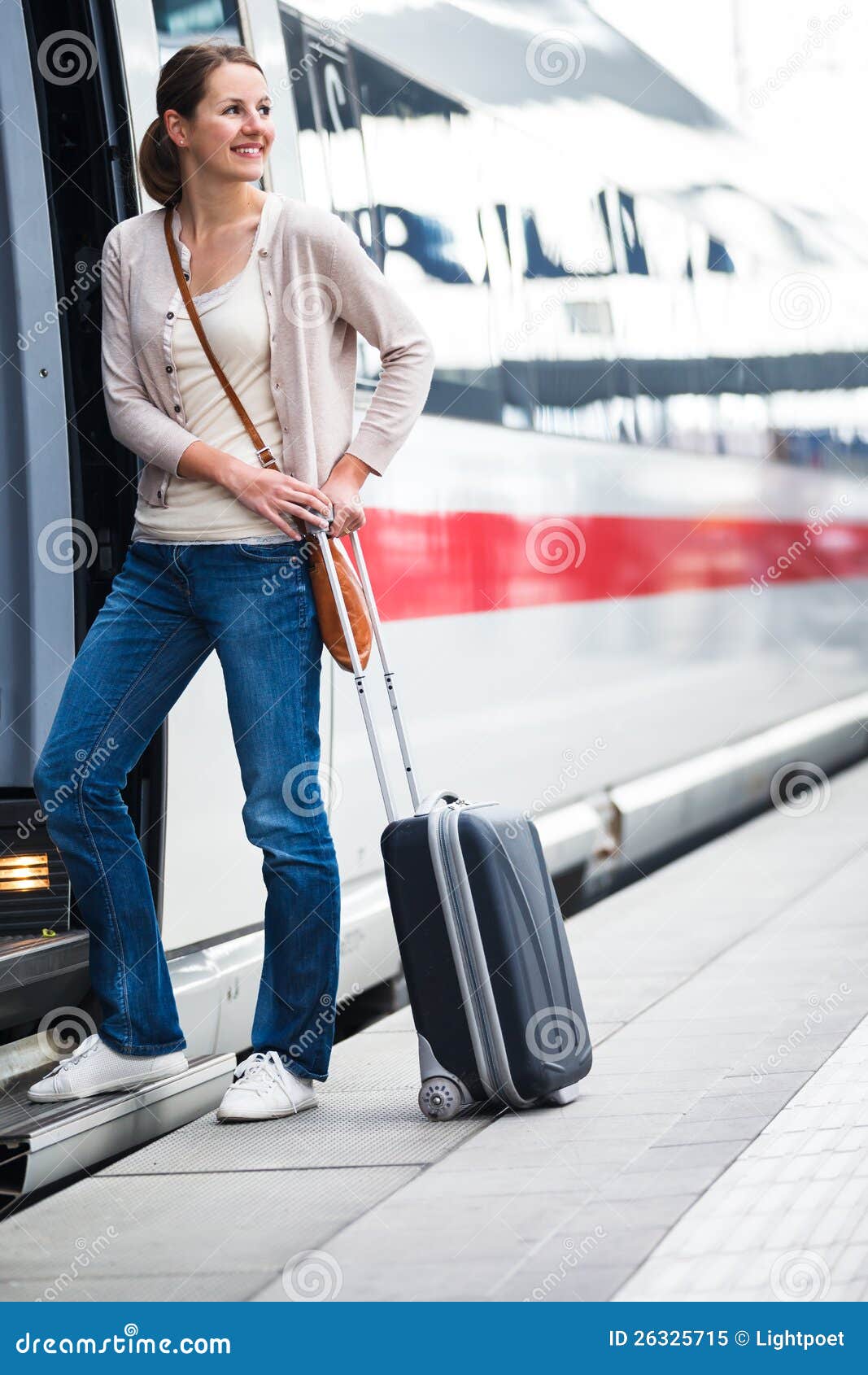 Pretty Woman Boarding a Train Stock Image - Image of arrival, journey ...