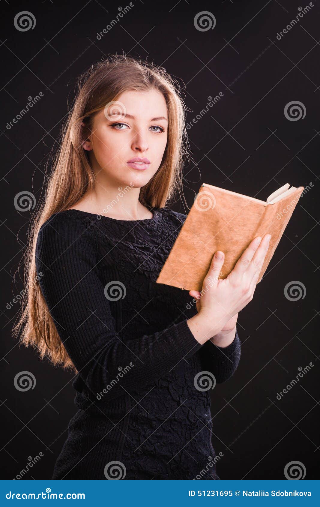 Pretty woman with book stock image. Image of expressing - 51231695