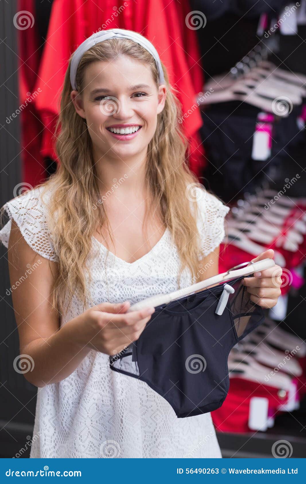 Pretty Woman Buying Lingerie Stock Image Image Of Luxury Indoors