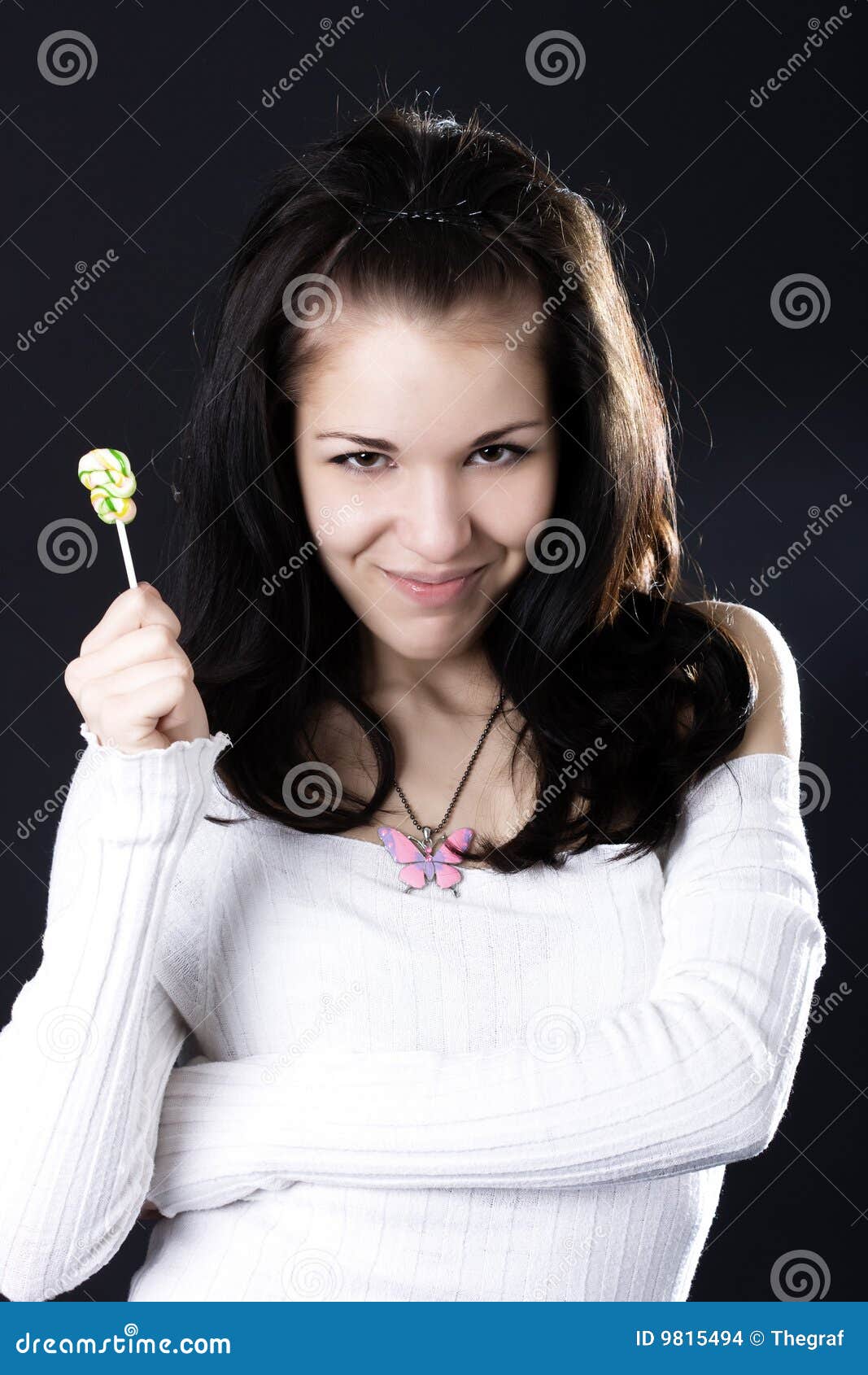 Pretty woman with candy stock photo. Image of eating, people - 9815494