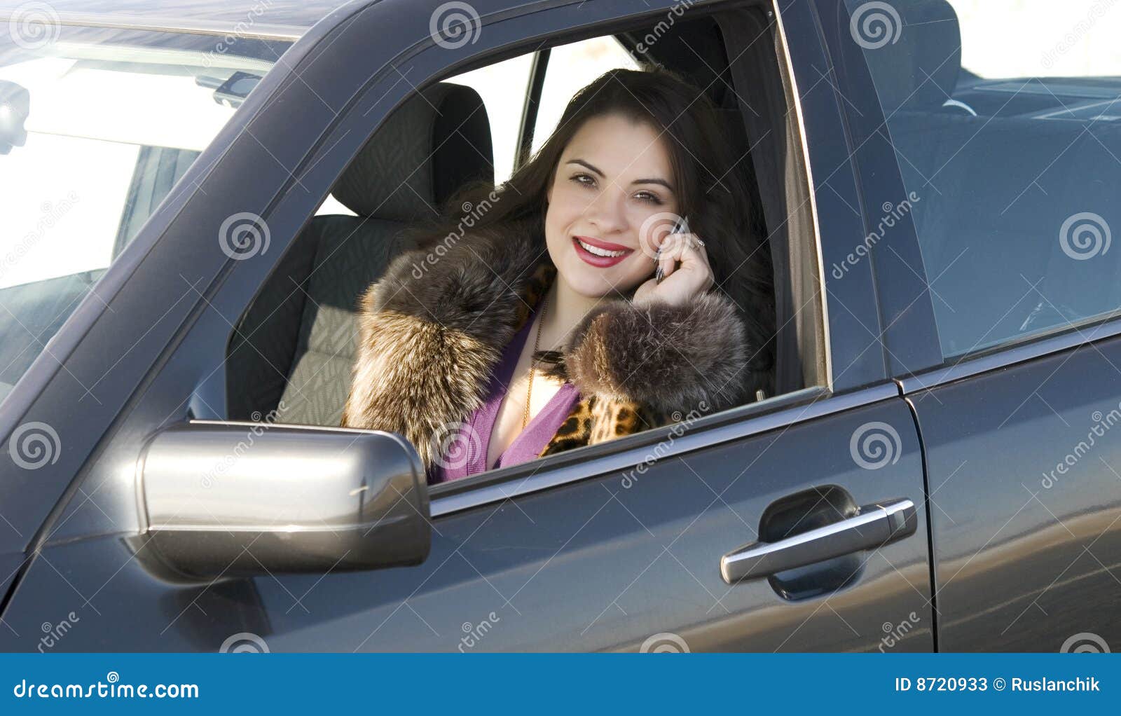 Pretty woman in the car stock image. Image of drive, close - 8720933