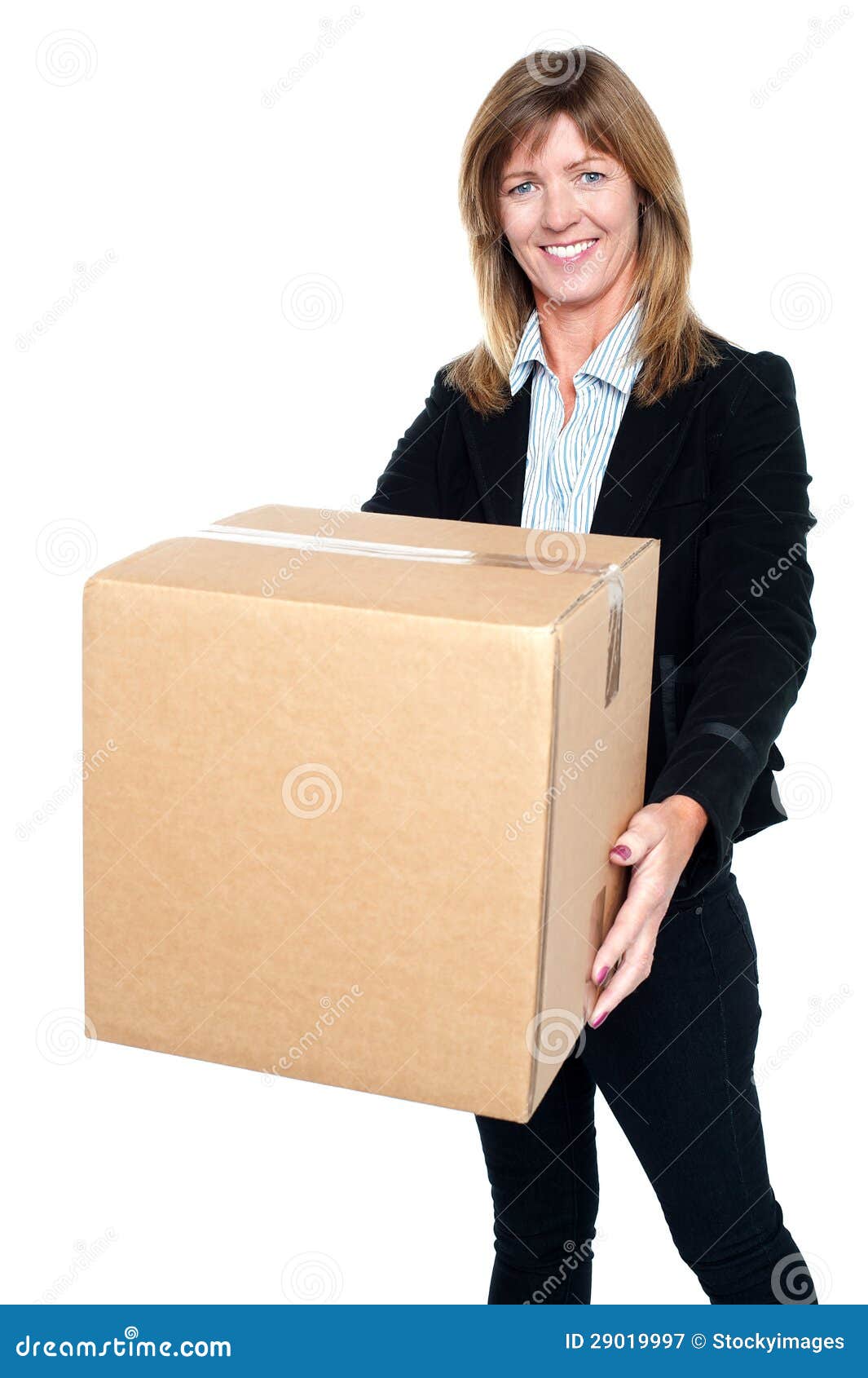 Pretty Woman Carrying a Box Stock Image - Image of confident ...