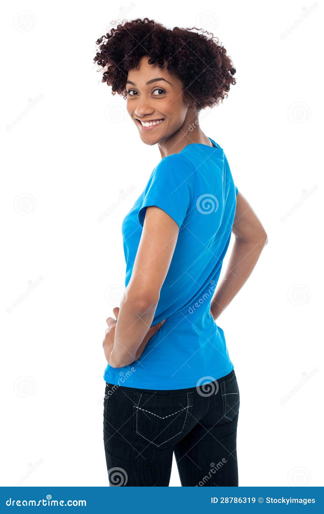 Pretty Woman in Casuals Turning Back Stock Image - Image of fashion ...