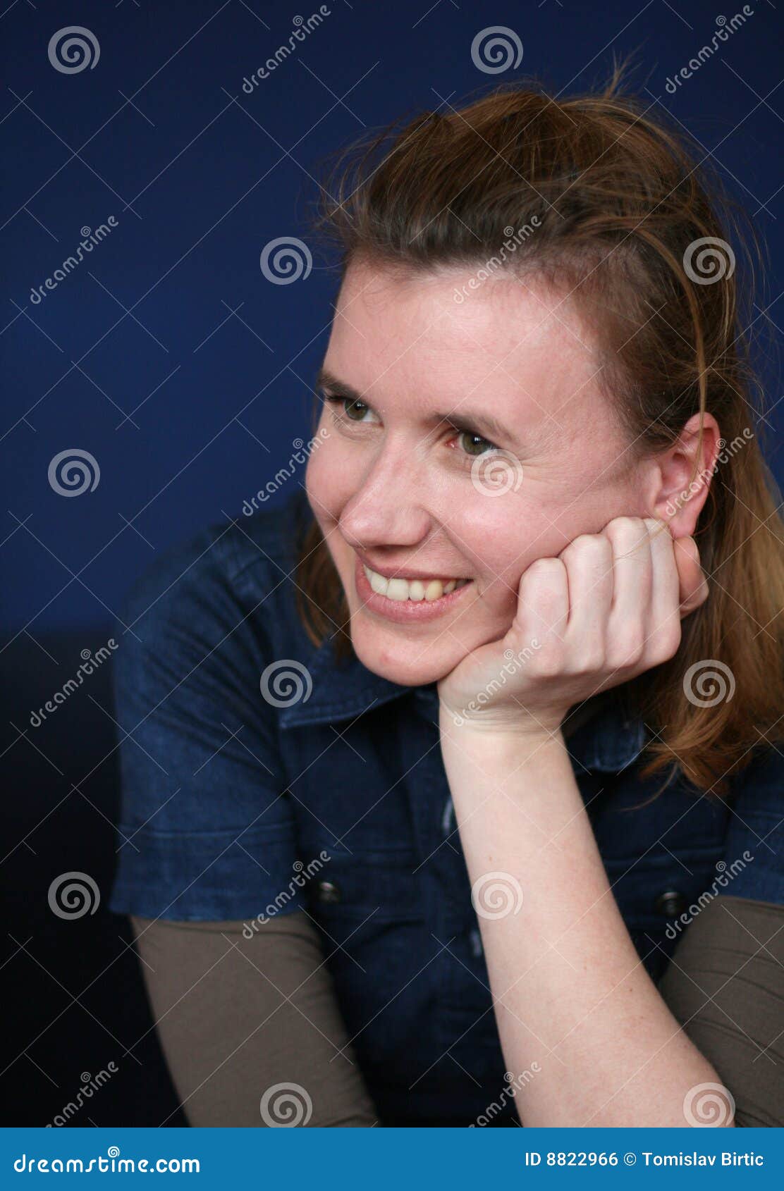 Pretty Woman / Cheerful Listener Stock Photo - Image of hair, smile ...