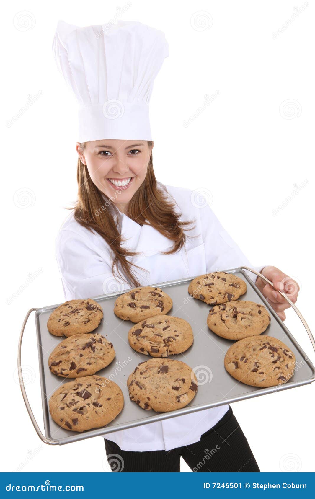 Pretty Woman Chef with Cookies Stock Image - Image of isolated ...