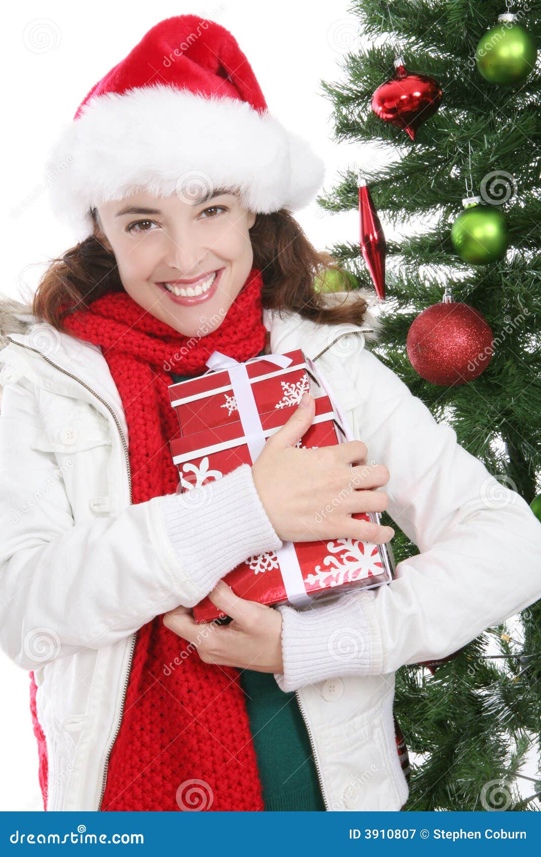 Pretty Woman at Christmas stock image. Image of charming - 3910807