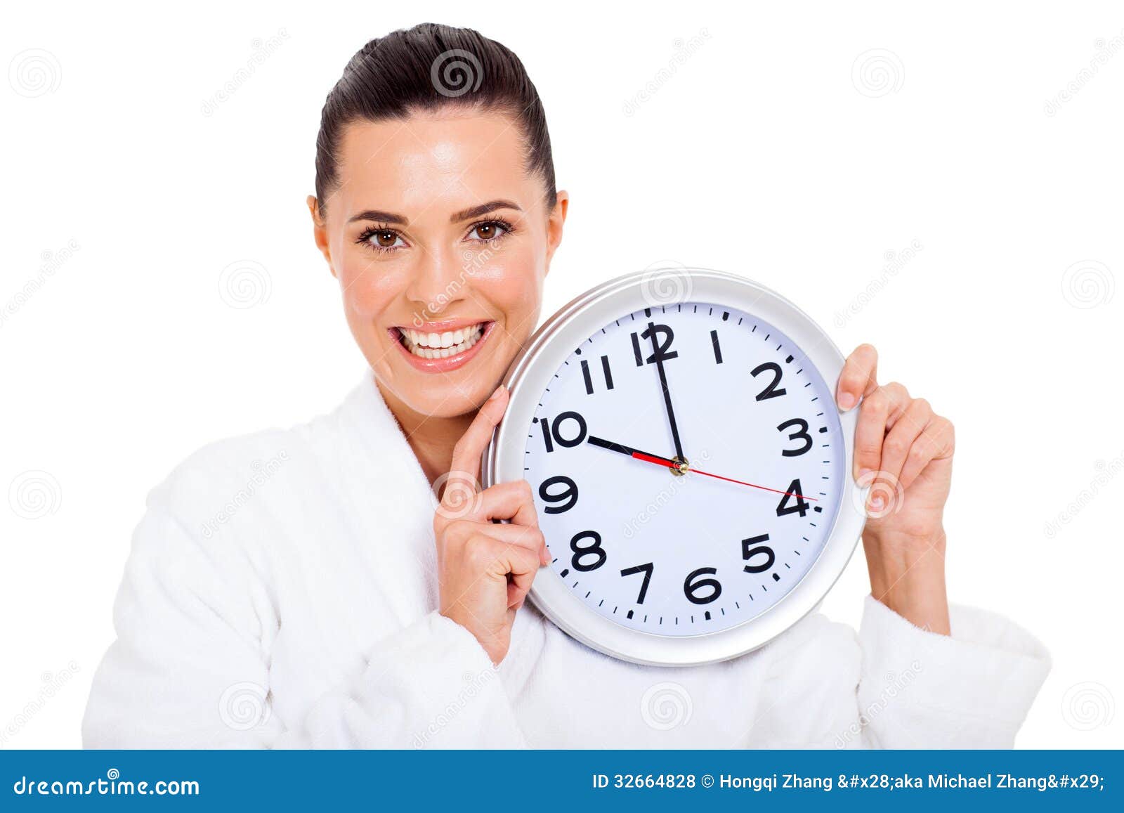 Pretty woman clock stock photo. Image of morning, beautiful - 32664828