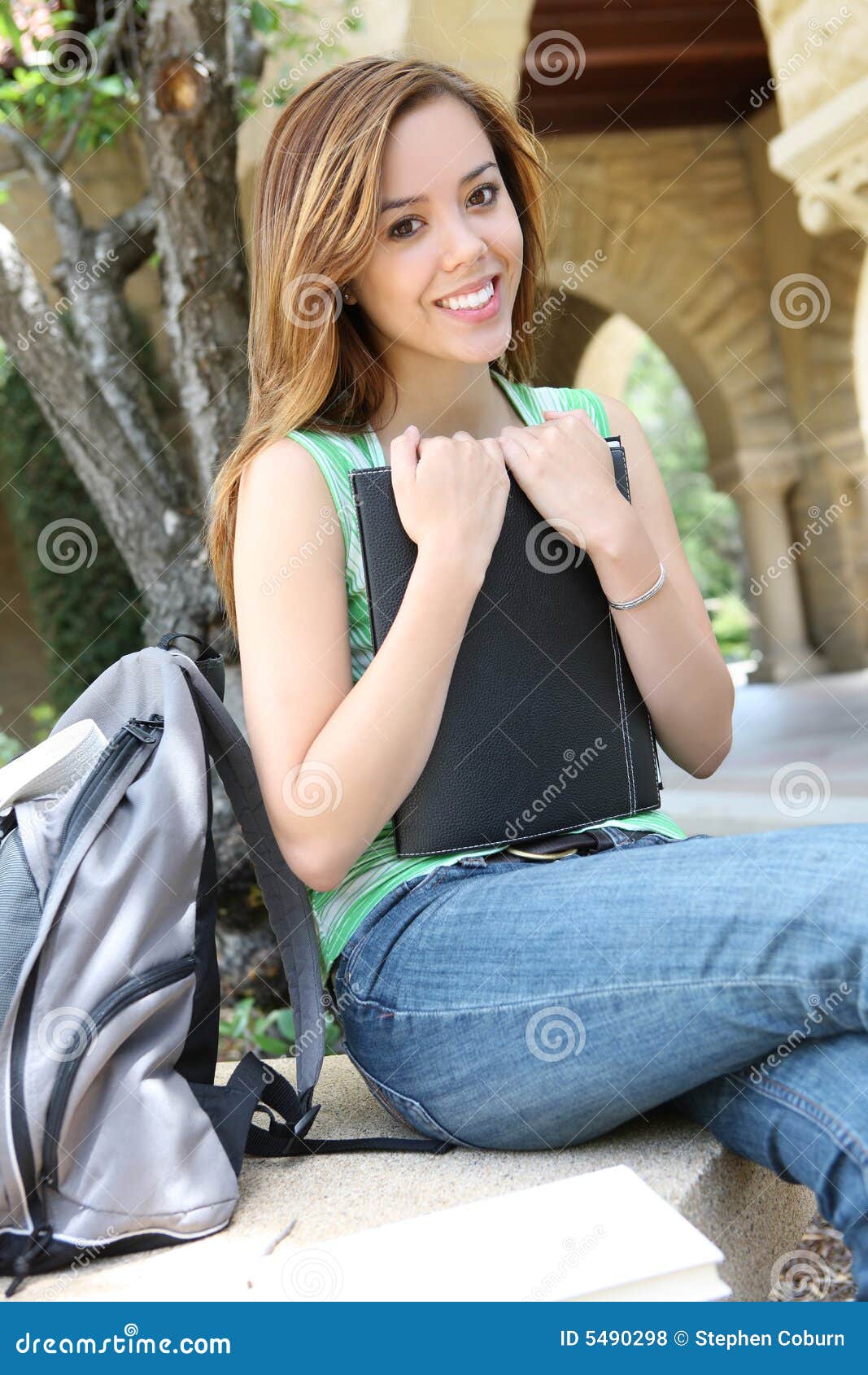 Pretty Woman on College Campus Stock Photo - Image of college ...