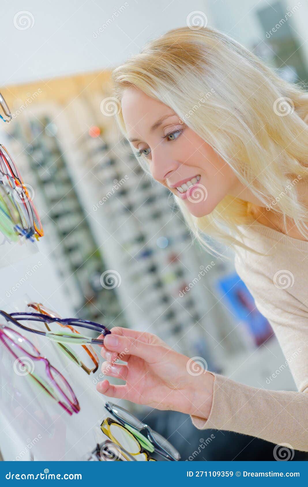 Pretty Woman Comparing Spectacles Stock Image - Image of ...