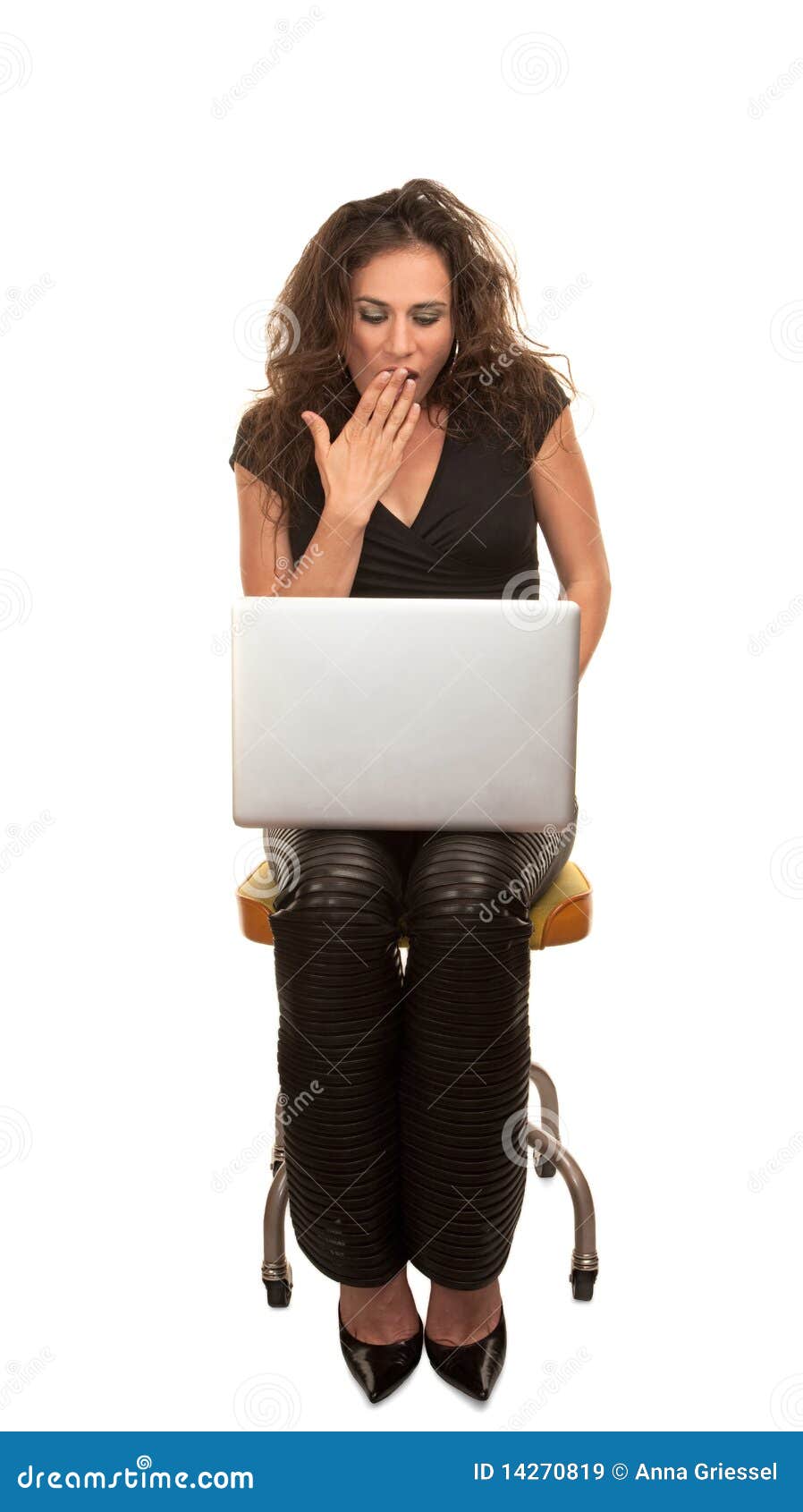 Pretty Woman with computer stock image. Image of laptop - 14270819