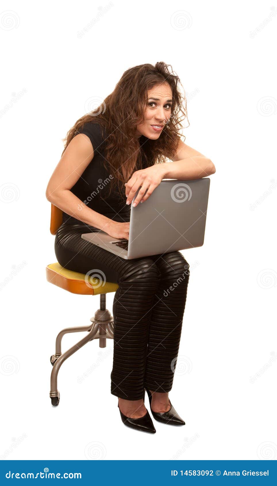Pretty Woman with Computer stock photo. Image of computer - 14583092