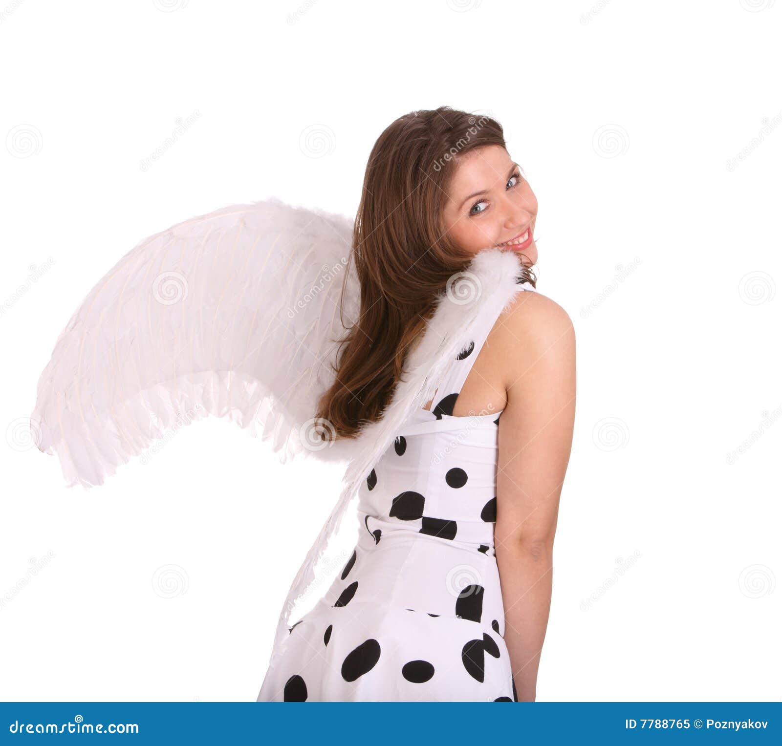 Pretty Woman in Costume of Angel. Stock Image - Image of dress ...