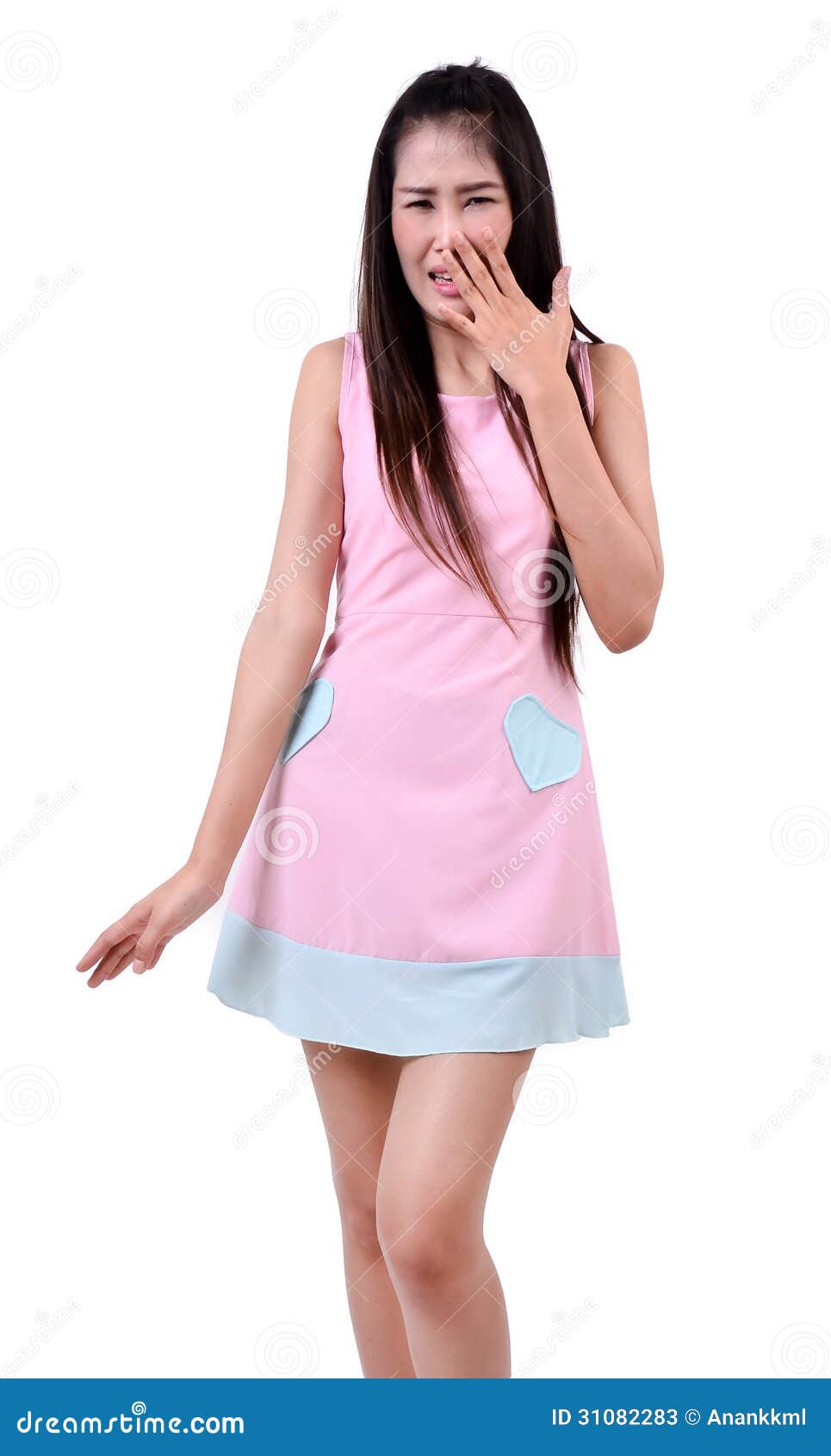 Disgusted Pretty Young Woman With Blonde Hair Sticking Out Tongue ...