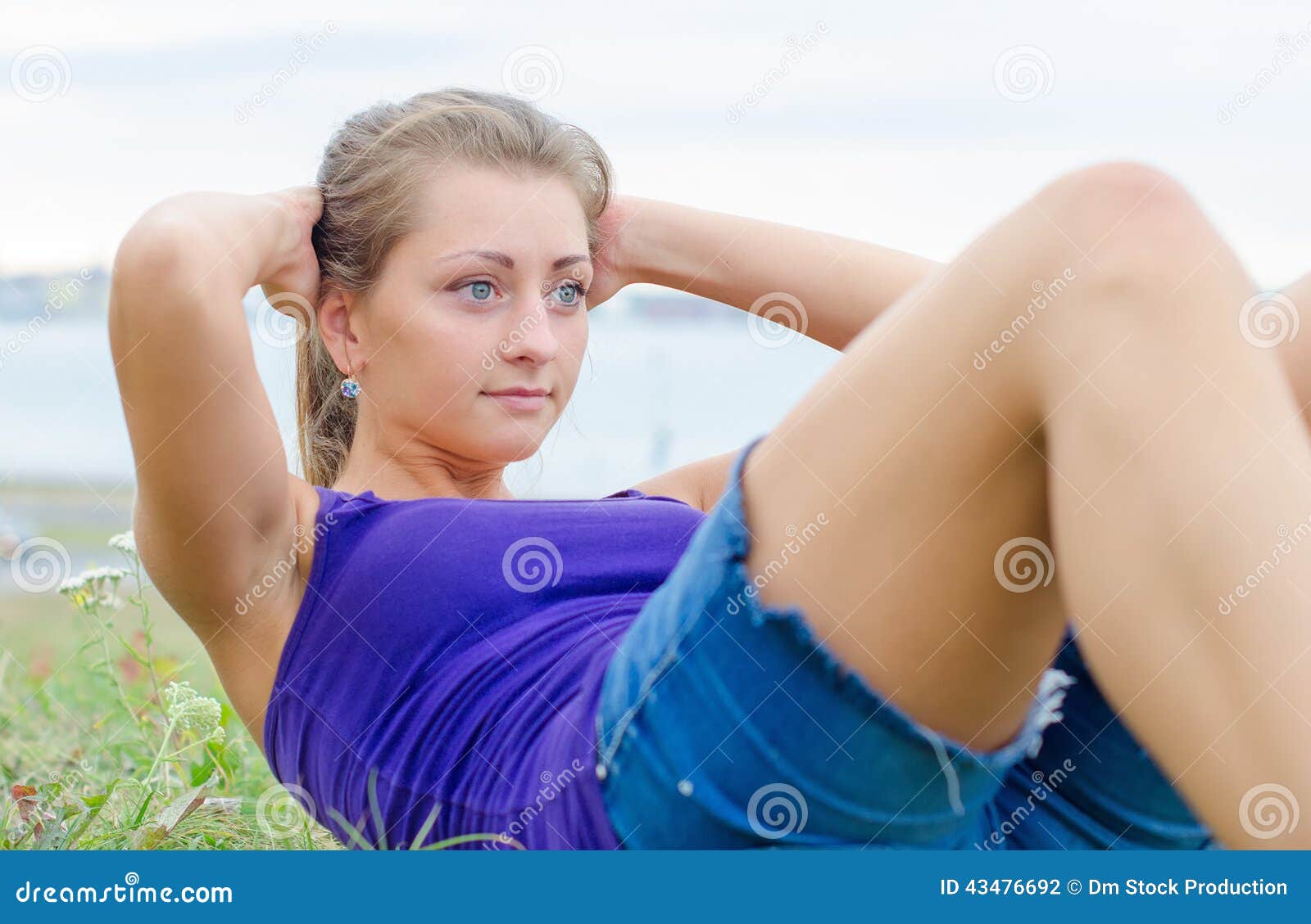 Pretty Woman Doing Exercises for the Abs. Stock Photo - Image of ...