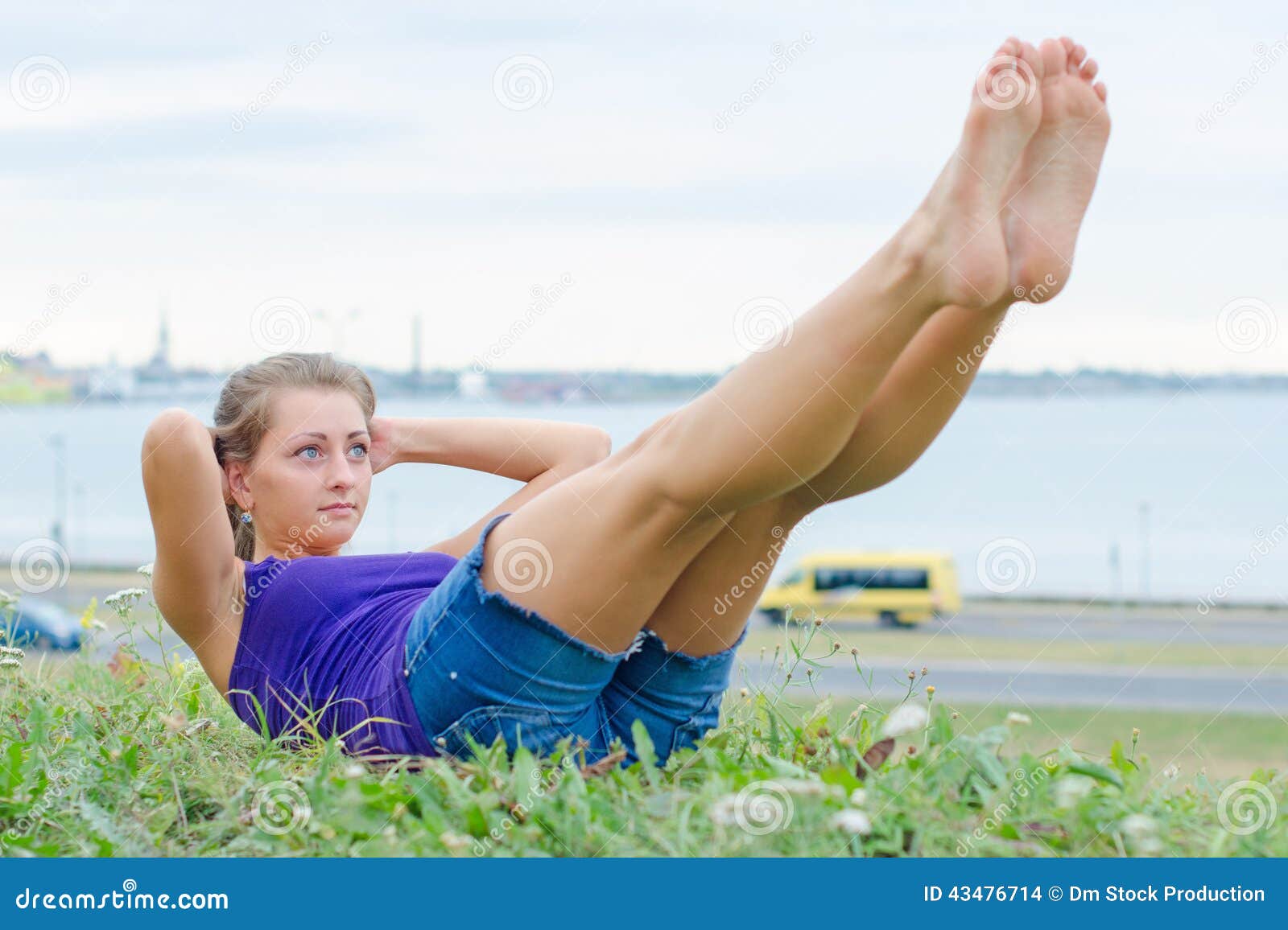 Pretty Woman Doing Exercises for the Abs. Stock Photo - Image of ...