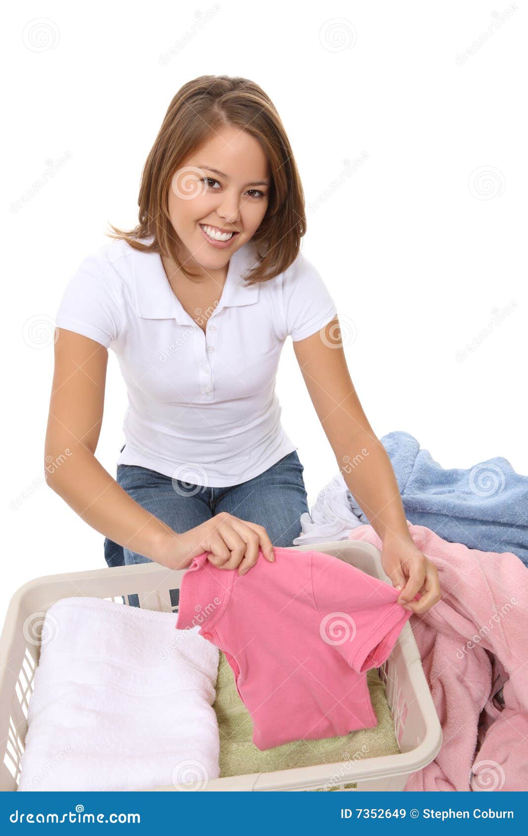 Pretty Woman Doing Laundry stock image. Image of housework - 7352649