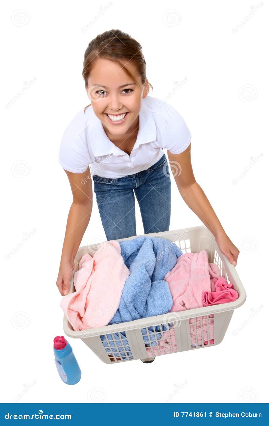 Pretty Woman Doing Laundry stock image. Image of home - 7741861