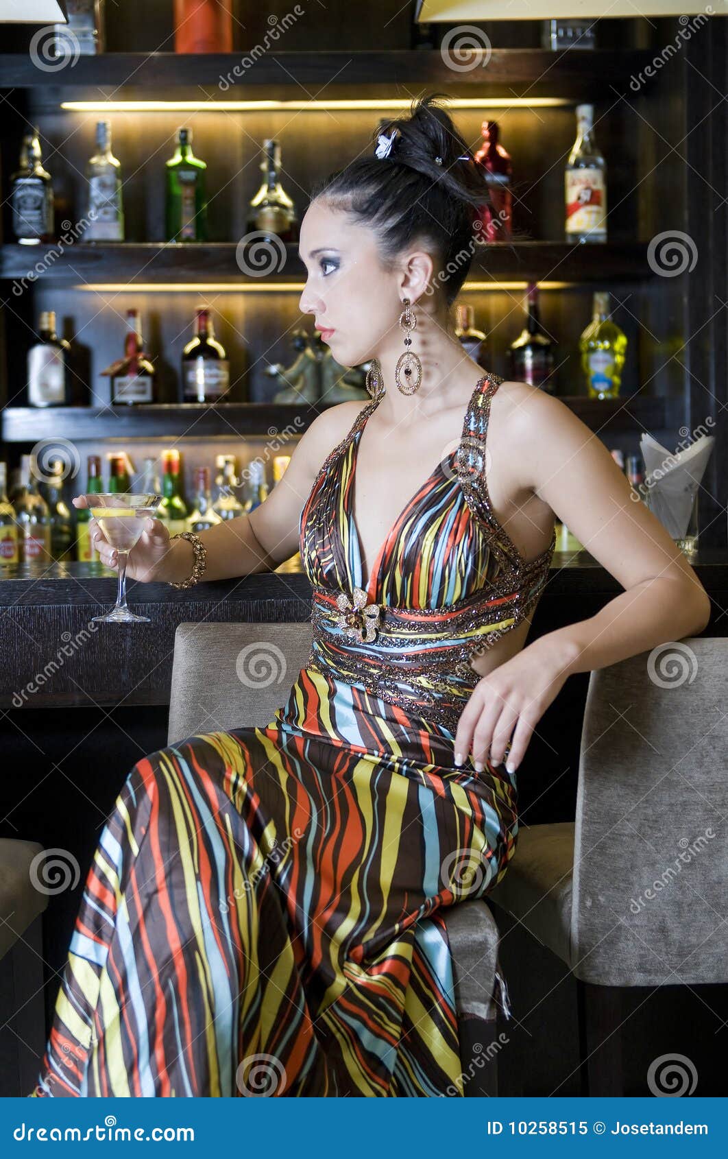 Pretty Woman Drinking in a Bar Stock Image - Image of debauchery ...
