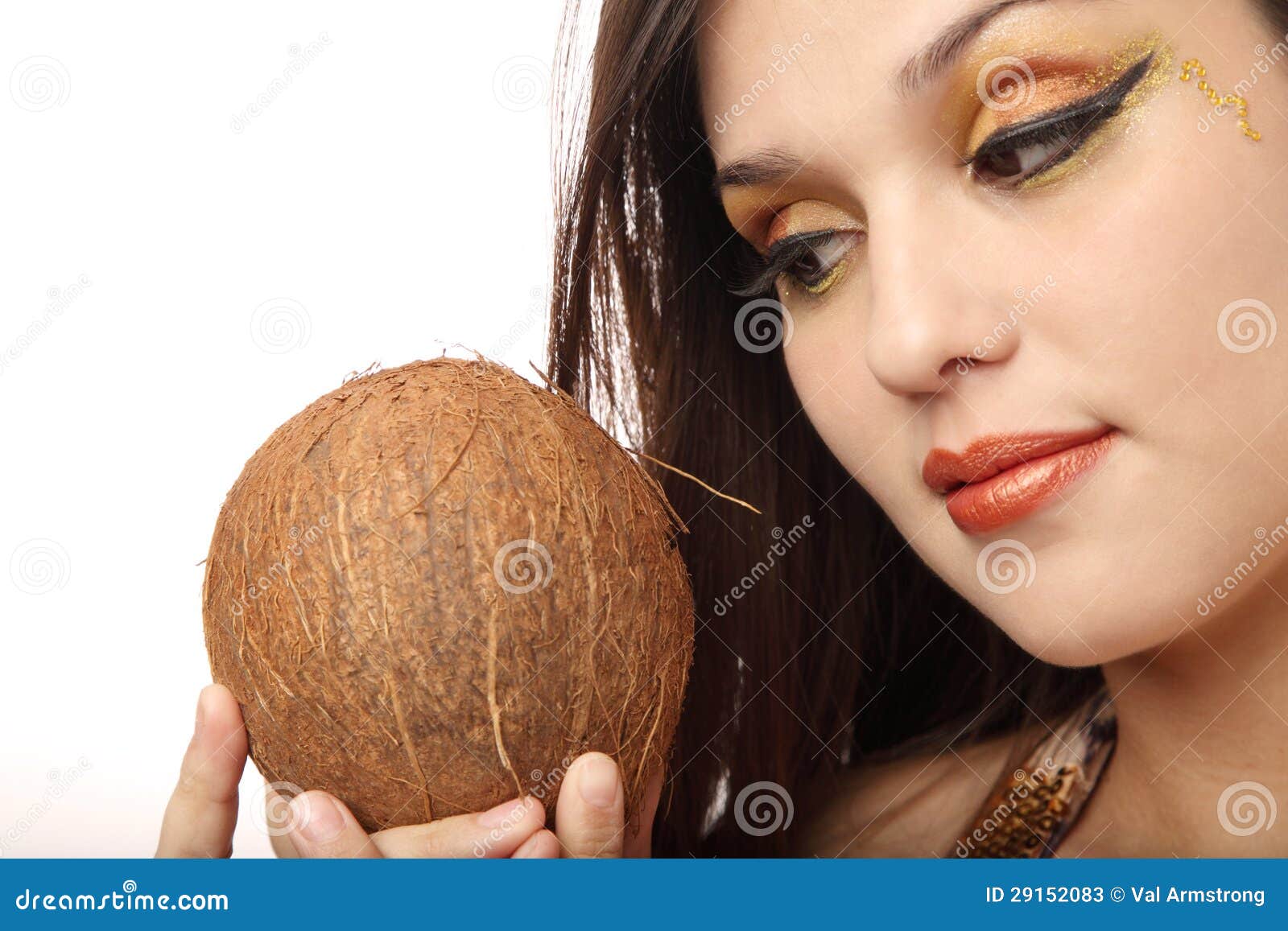 Pretty Woman Eyeing a Coconut Stock Image - Image of ethnic, beautiful ...