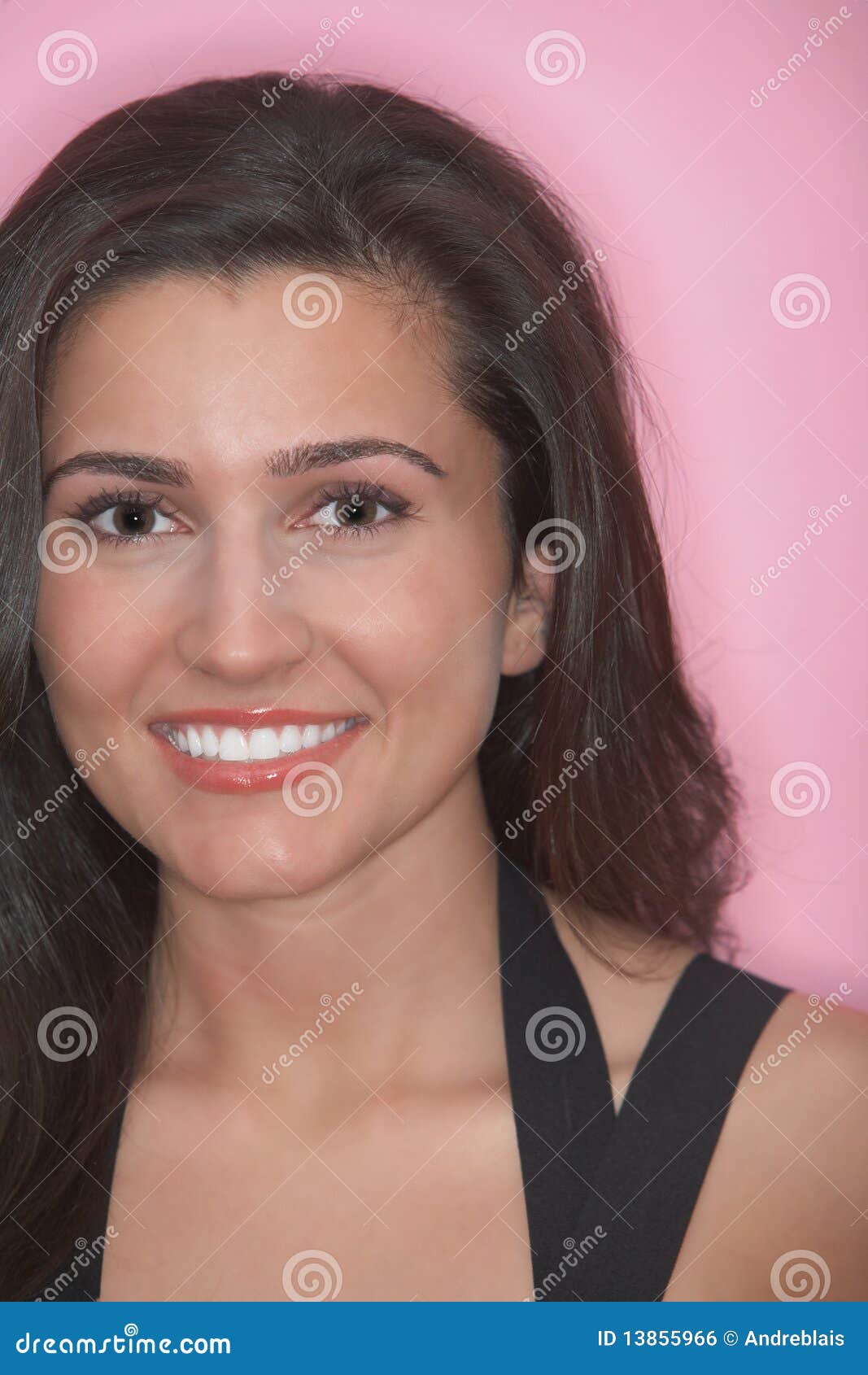 Pretty Woman Face Pink Background Stock Photo - Image of face, clean ...