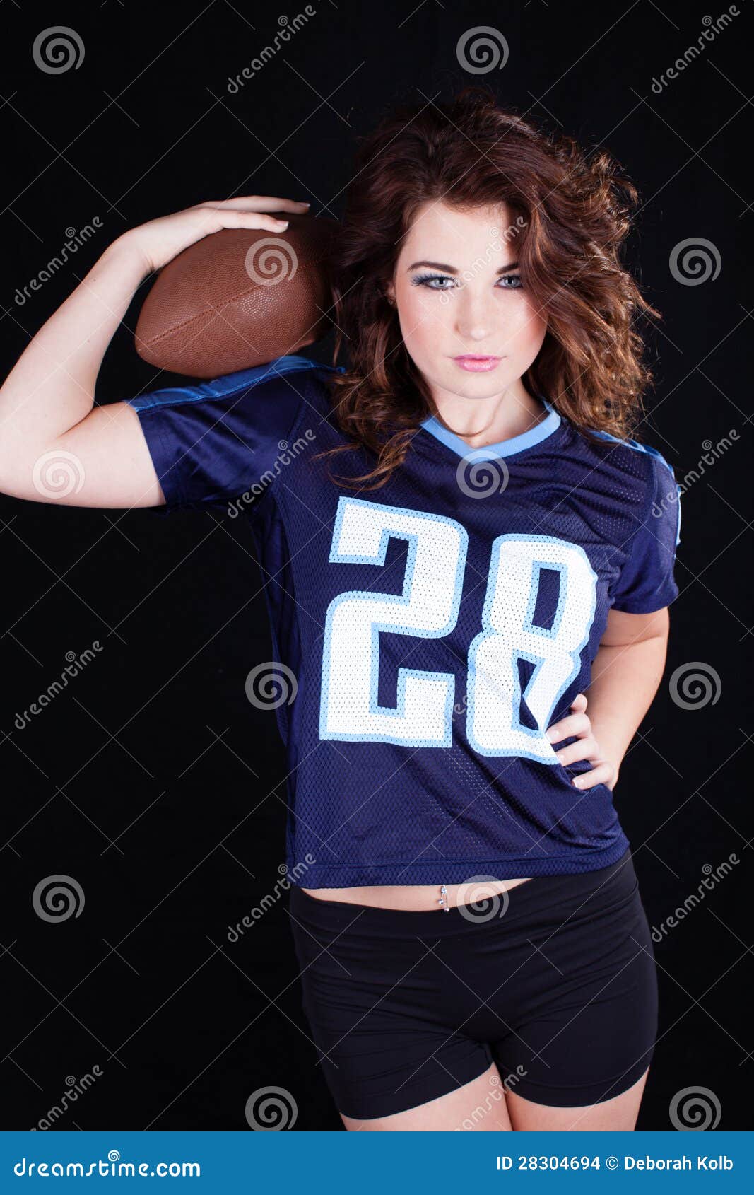 Pretty woman with football stock photo. Image of human - 28304694