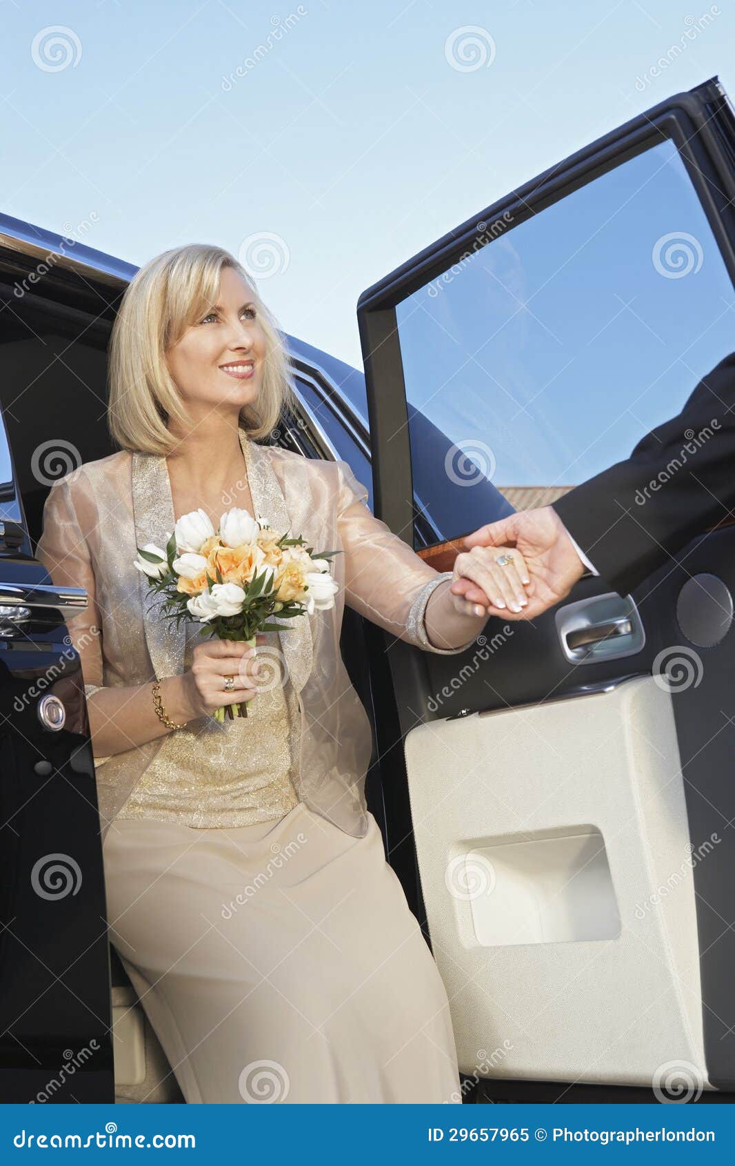 Pretty Woman Getting Down from Car Stock Image - Image of event ...