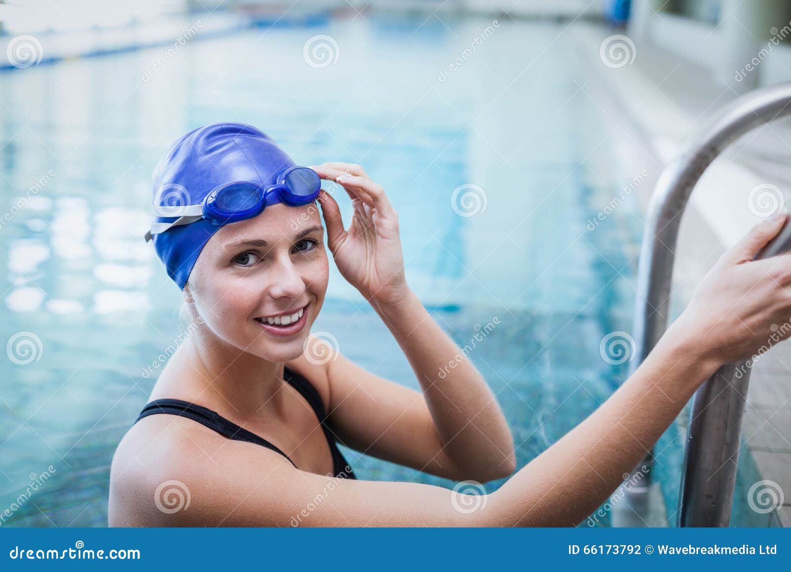 Pretty Woman Getting Out of the Water Stock Photo - Image of pool ...