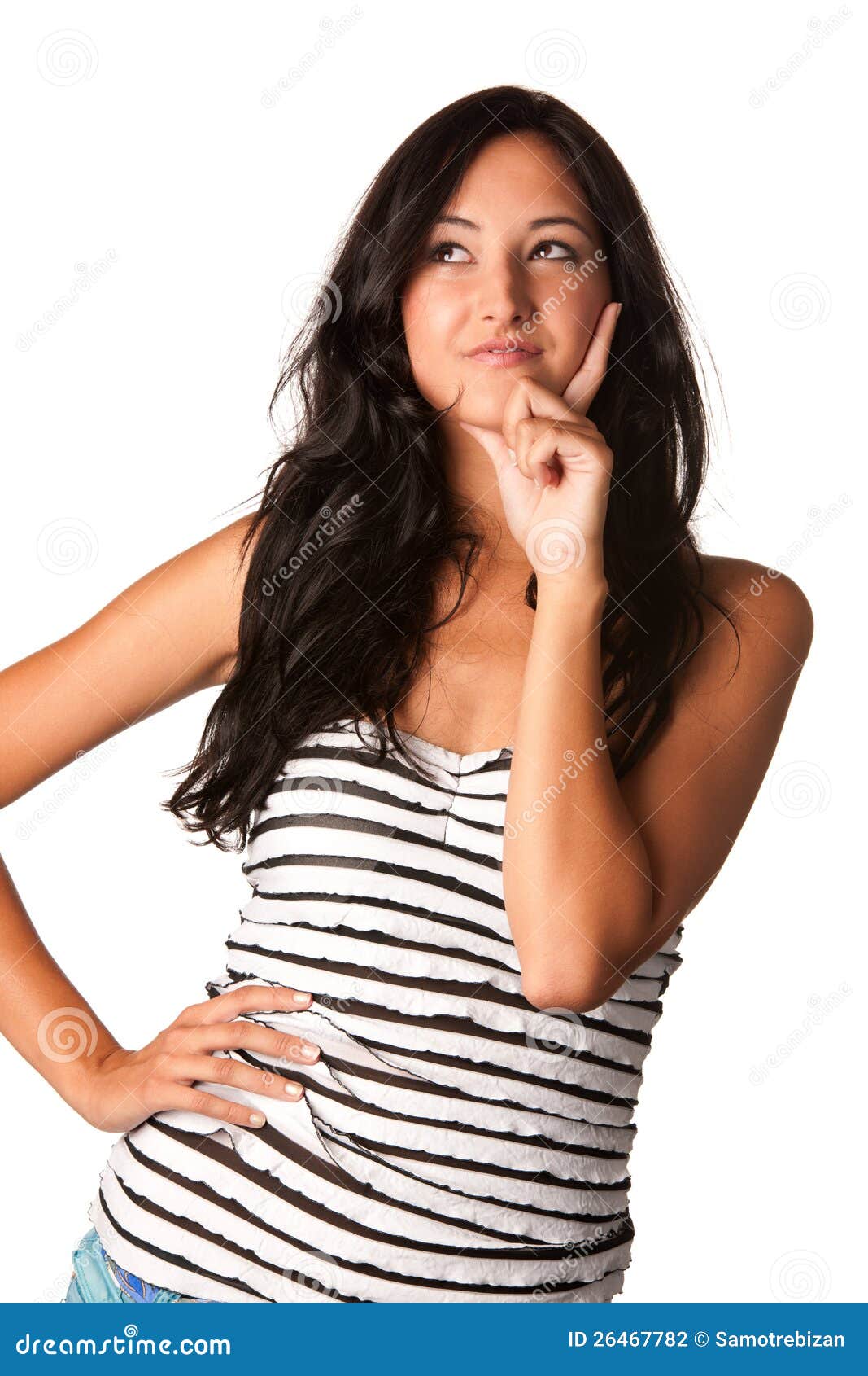 Pretty Woman Happy Think Looking Stock Photo - Image of happiness ...