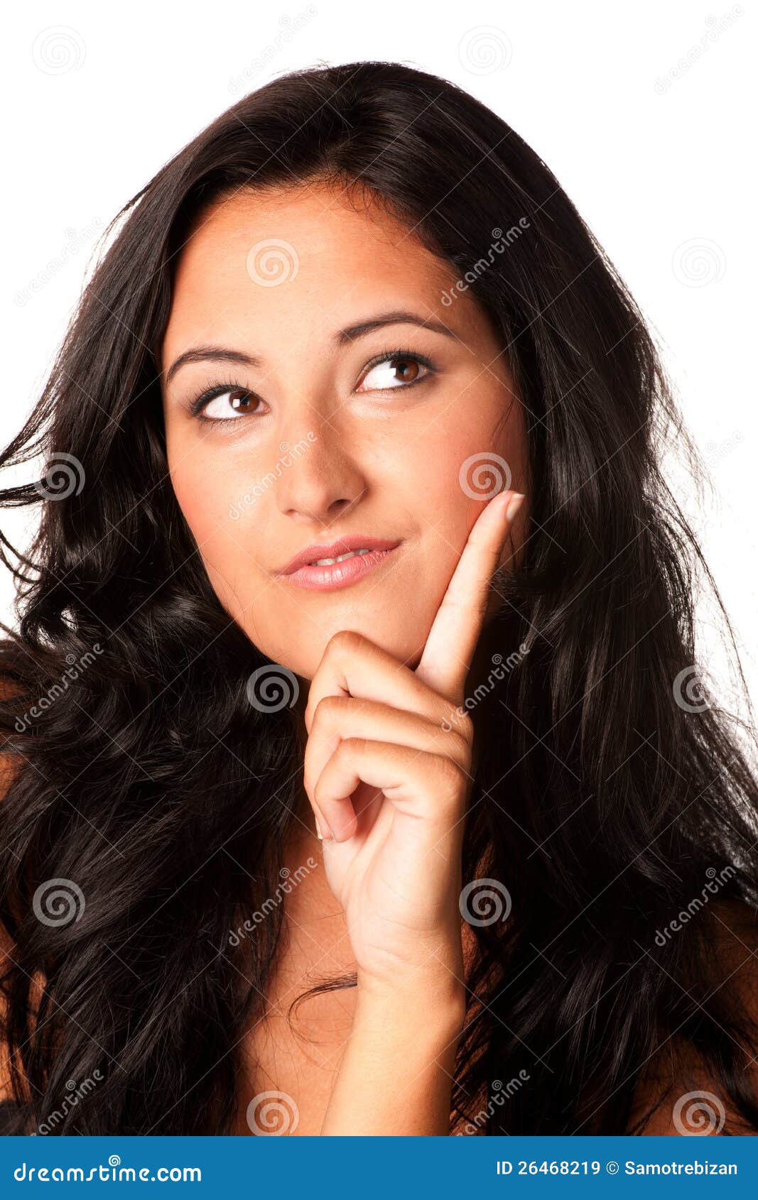 Pretty Woman Happy Think Looking Stock Image - Image of brunette ...