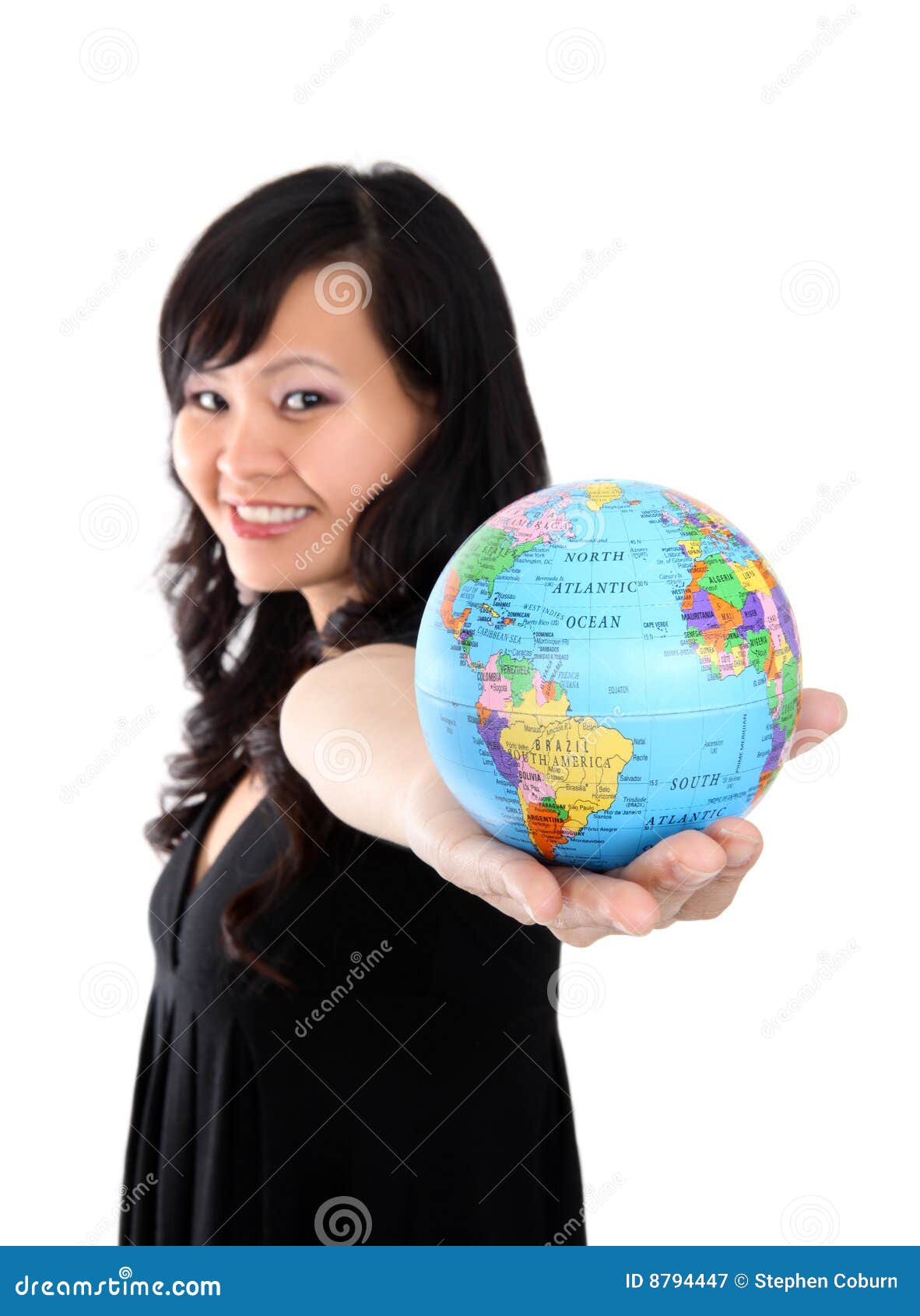 Pretty Woman Holding Globe stock image. Image of beauty - 8794447