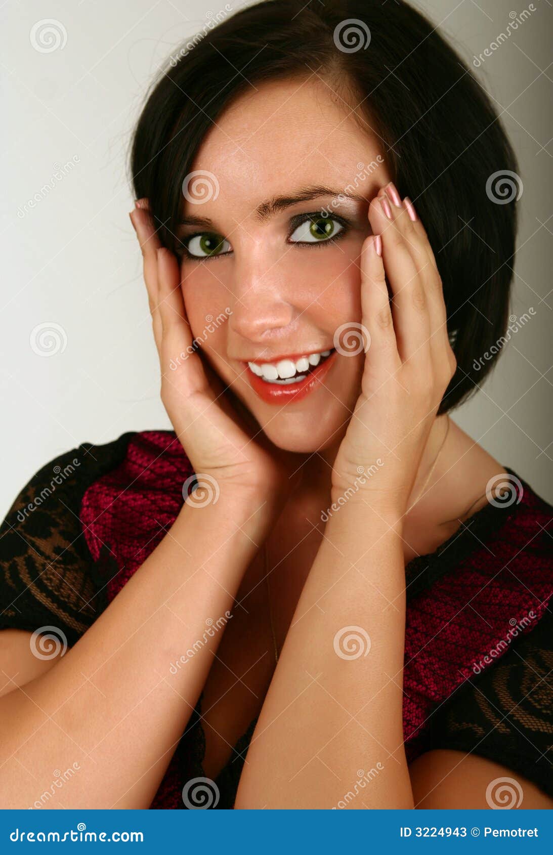 Pretty Woman Holding Her Cheek Stock Image - Image of cheer, person ...