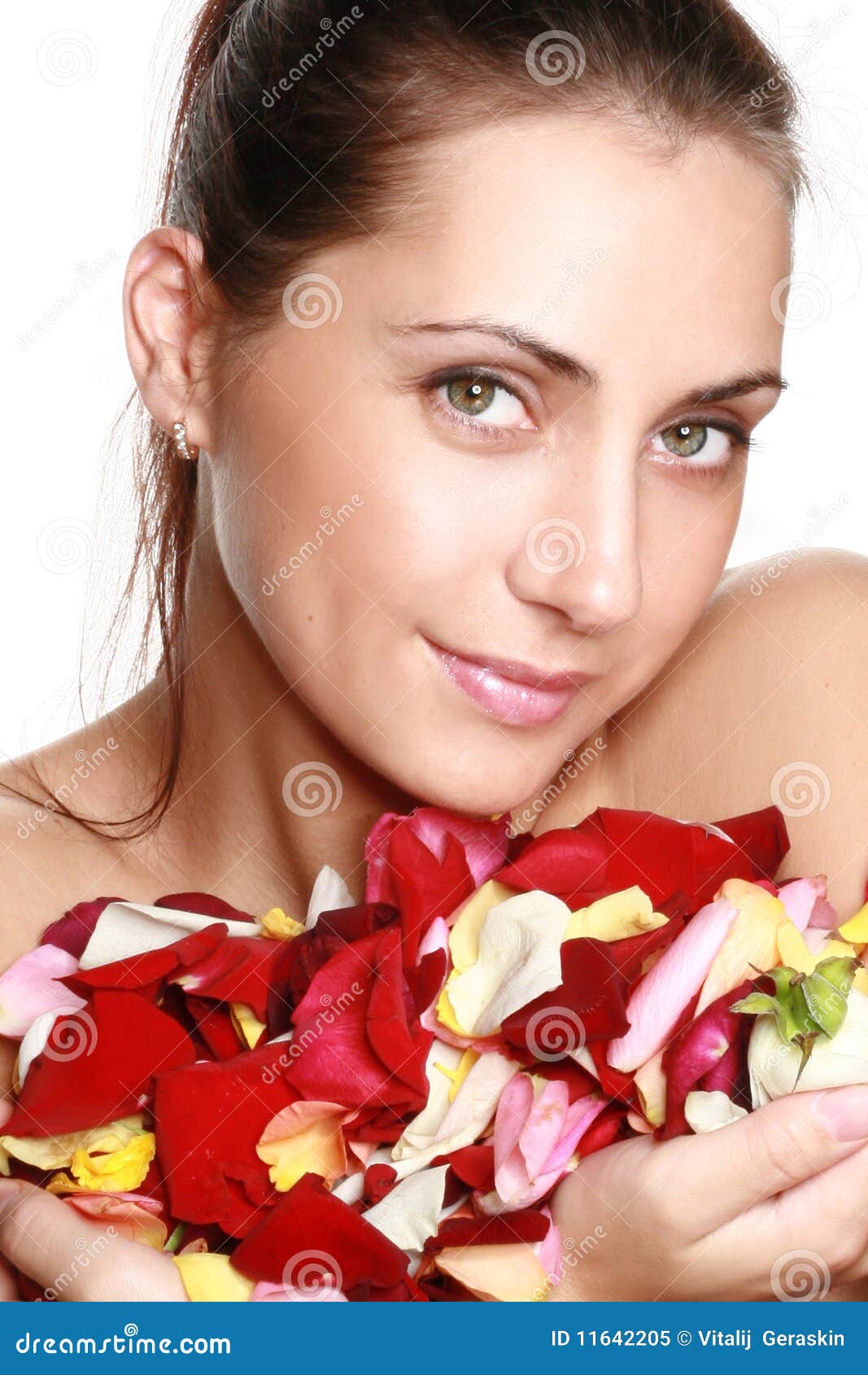 Pretty Woman Holding Rose Petals Stock Image - Image of alternative ...