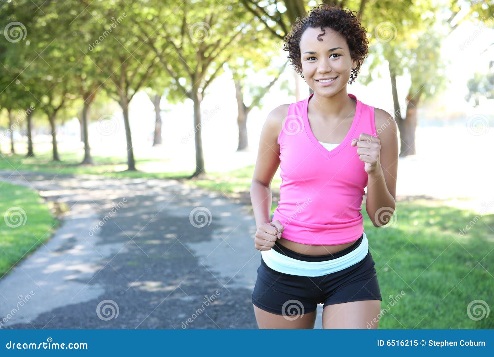 Pretty Woman Jogging in Park Stock Image - Image of leisure, health ...