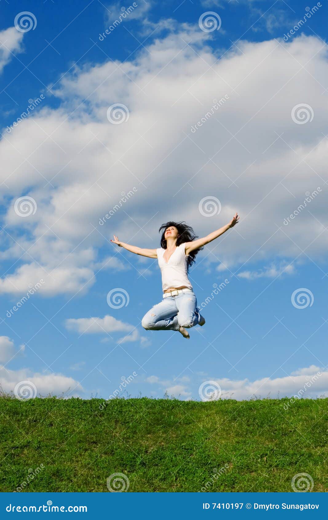 Pretty woman is jumping stock image. Image of girl, healthy - 7410197