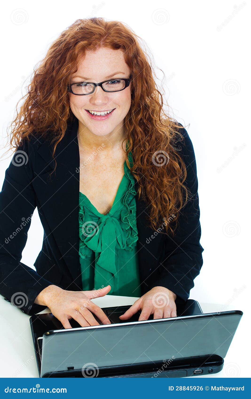 Pretty Woman on Laptop Computer Stock Photo - Image of beautiful, black ...