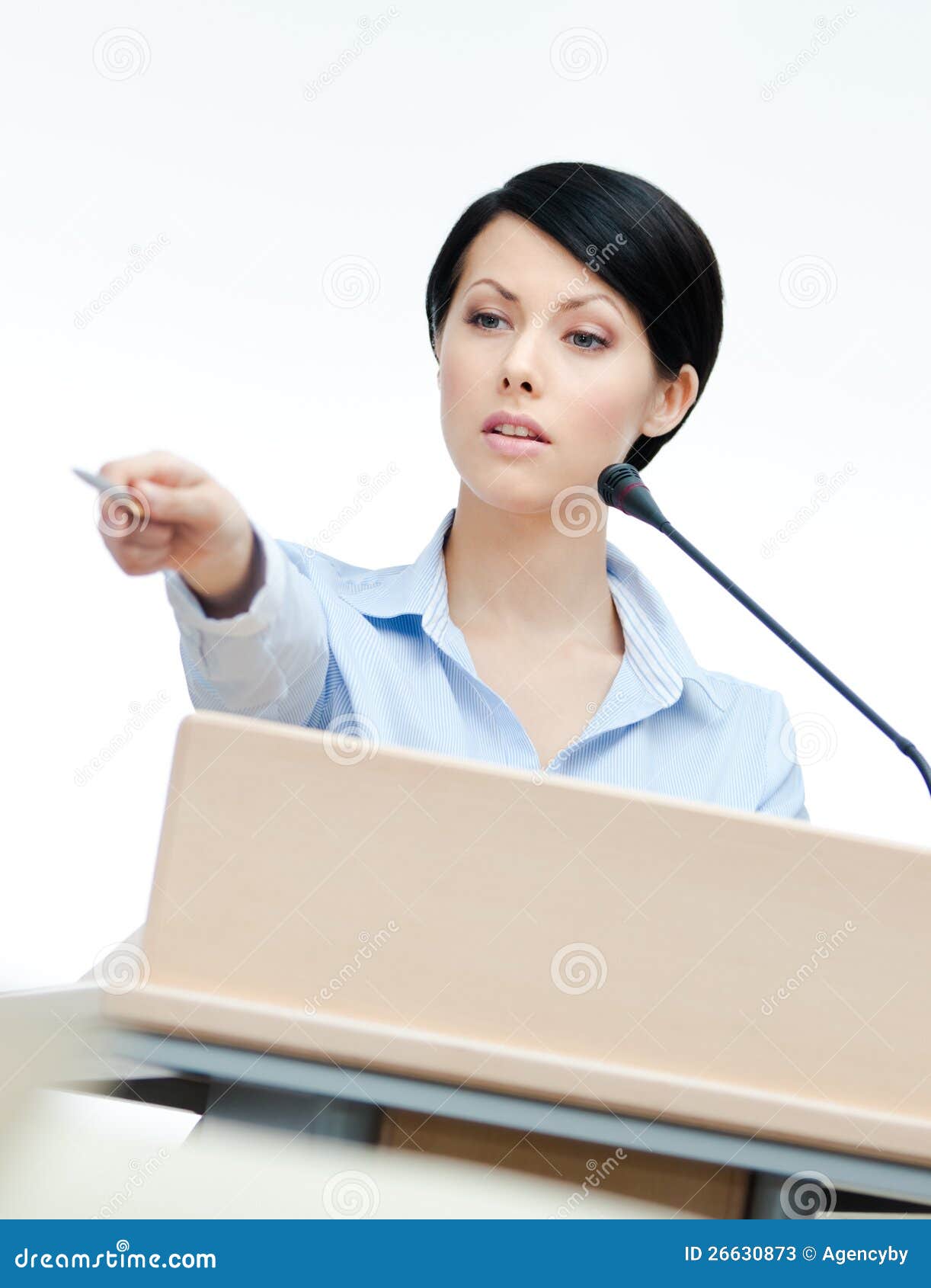 Pretty Woman Lecturer at the Podium Stock Image - Image of business ...